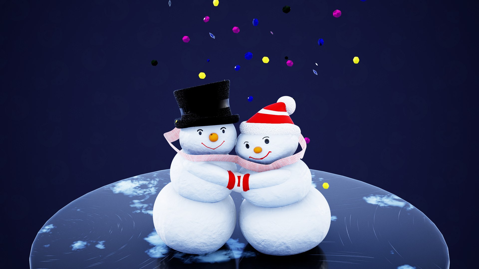 3D Model Snowmen In Love - Winter Scene - TurboSquid 1867030