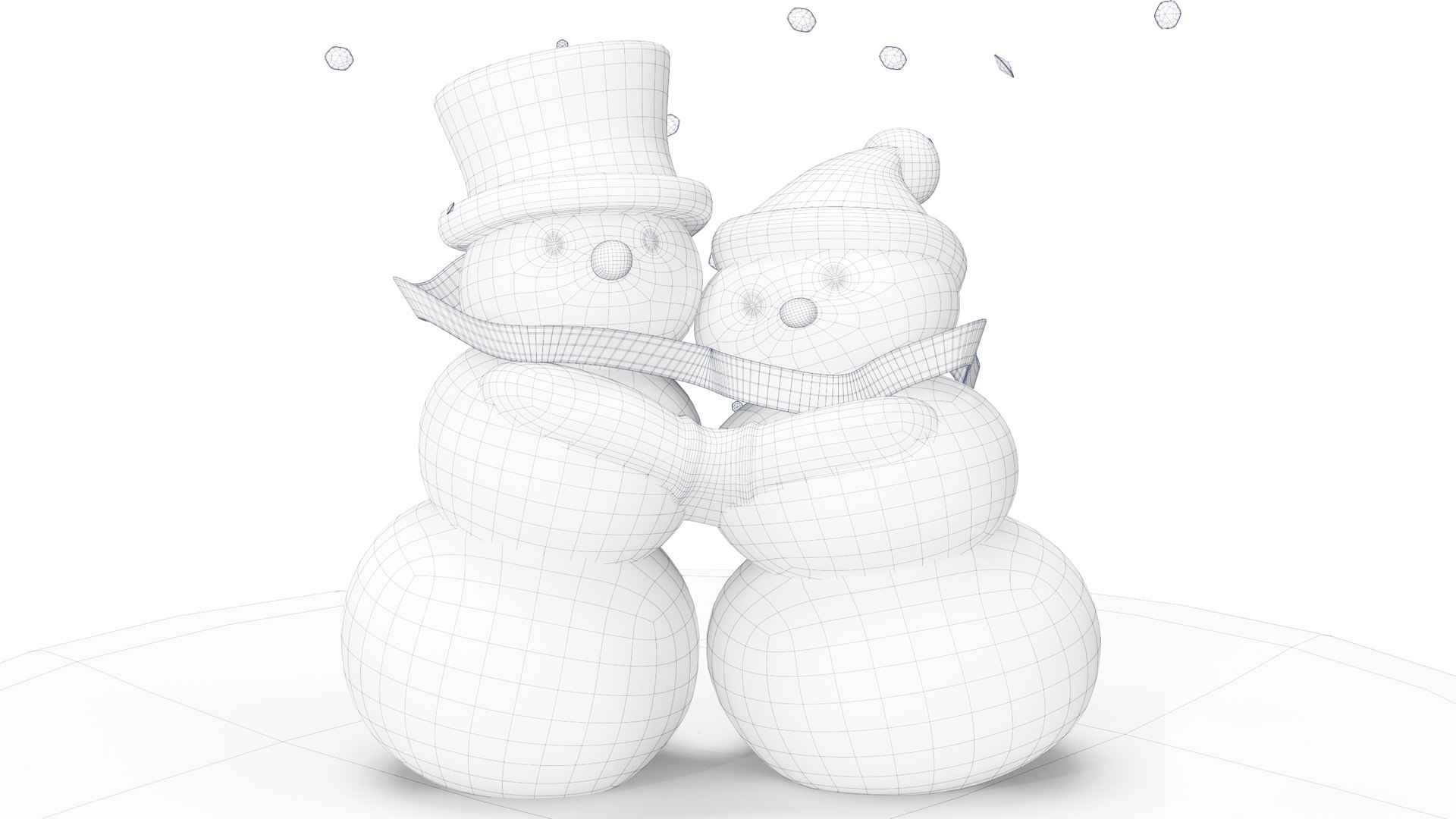 3D Model Snowmen In Love - Winter Scene - TurboSquid 1867030