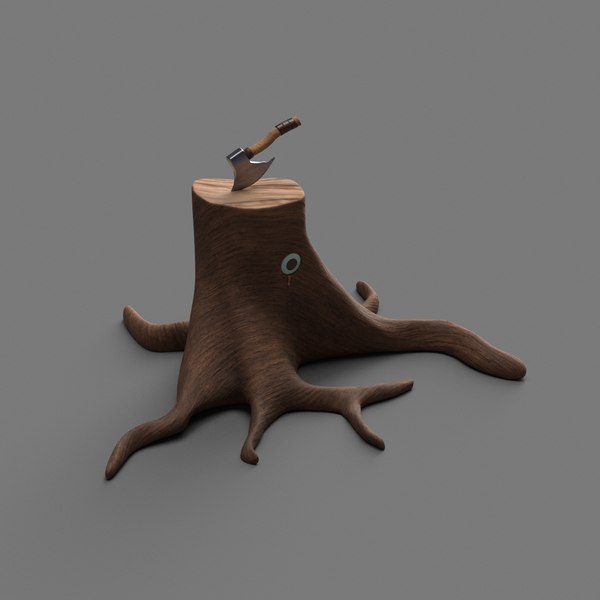 3D axe tree stump model - TurboSquid 1579122