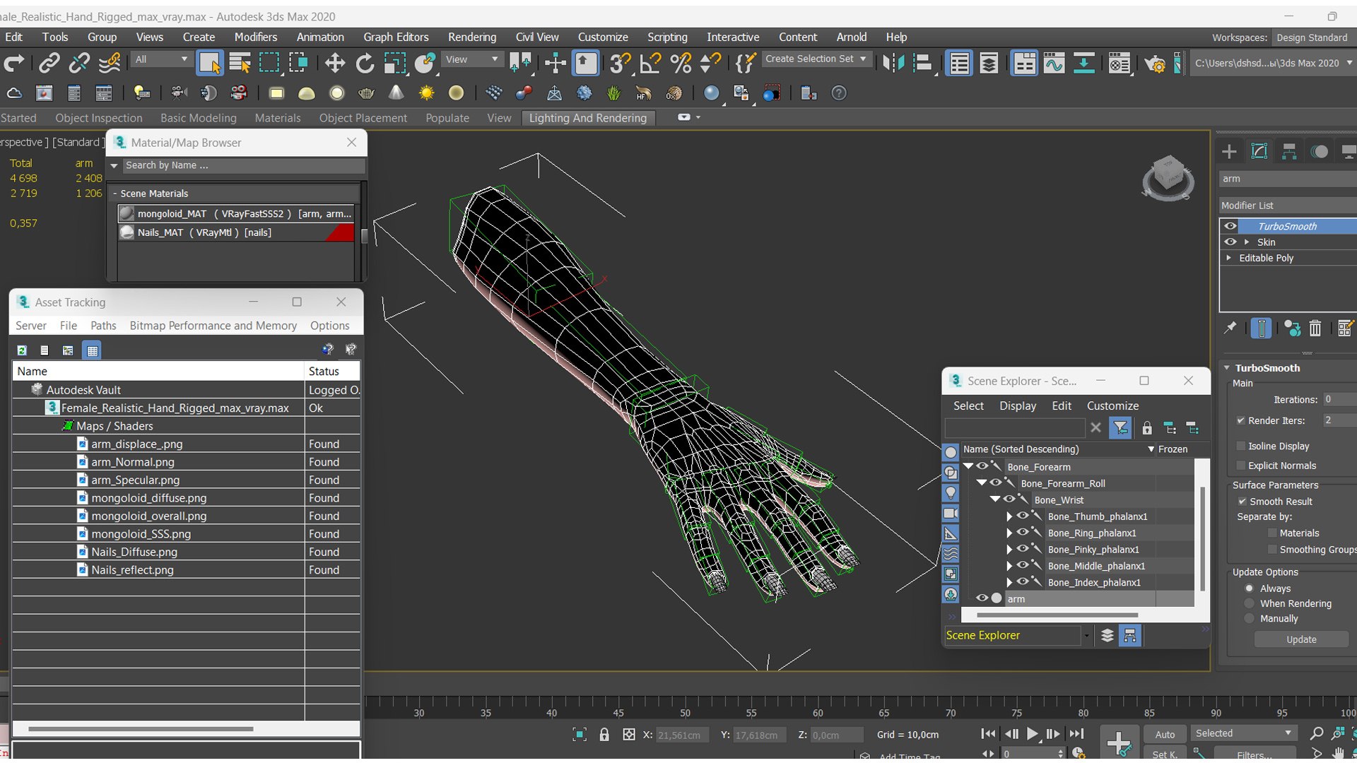 Female Realistic Hand Rigged 3D - TurboSquid 2363222