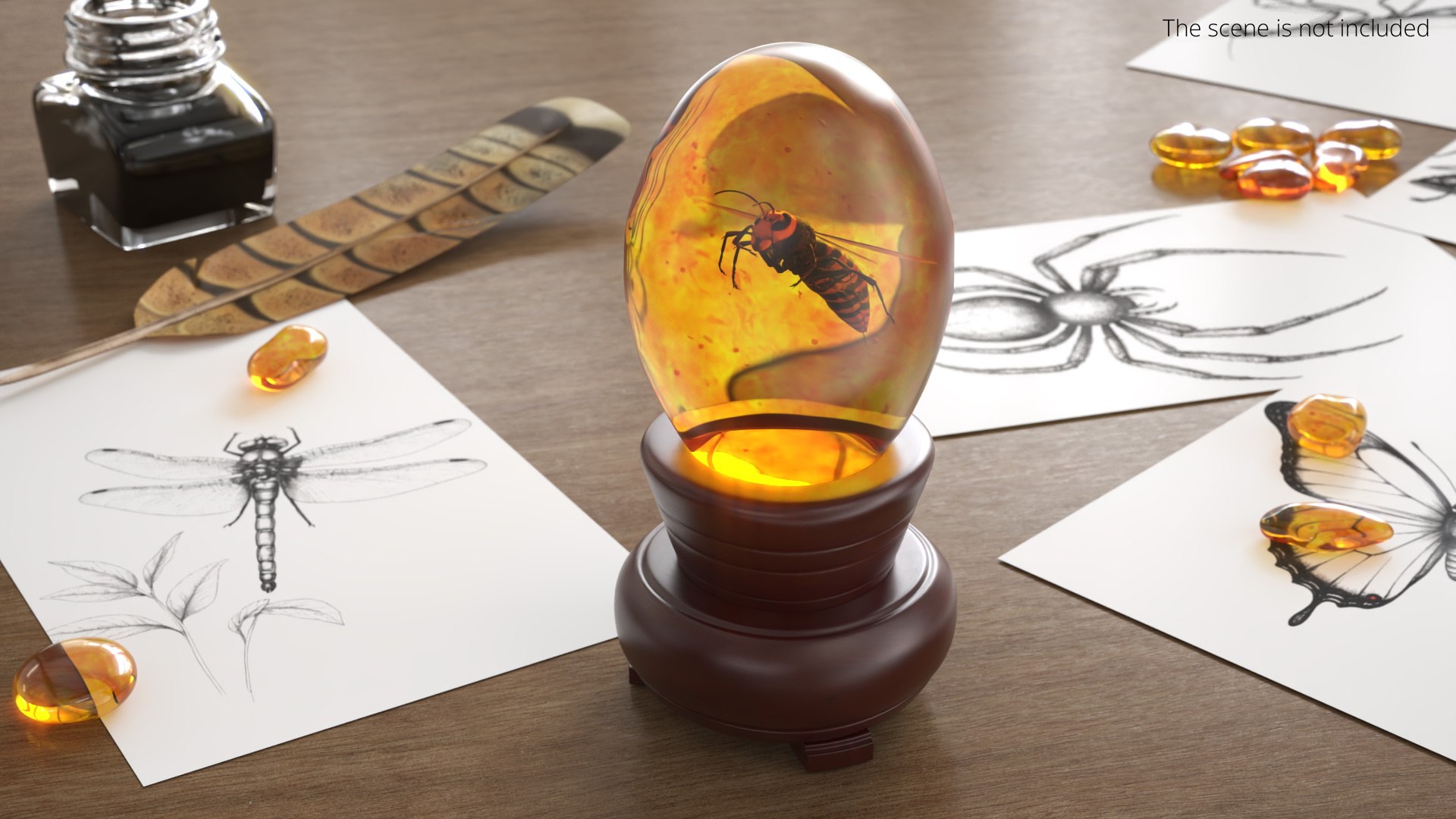 Decorative Insect Fossil In Amber Display Model - TurboSquid 2473506