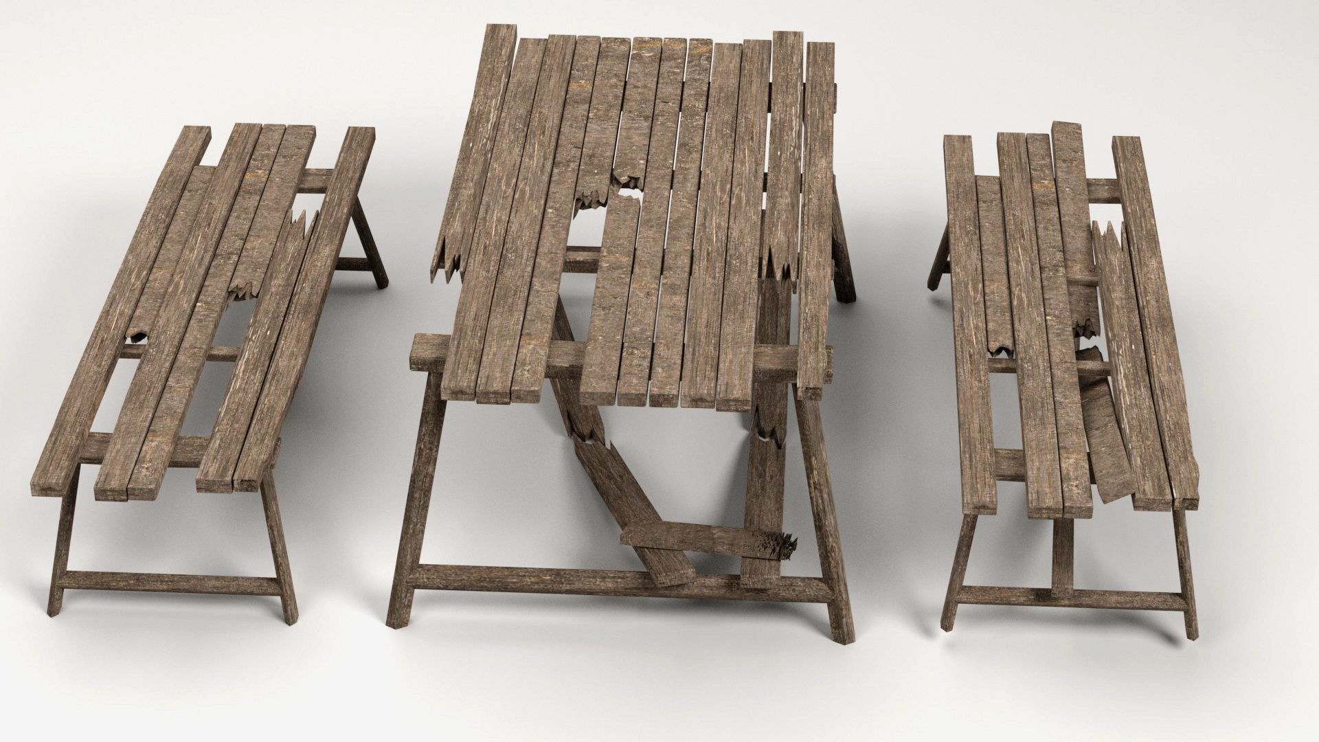 Broken Wooden Table 3D Model - TurboSquid 2029621