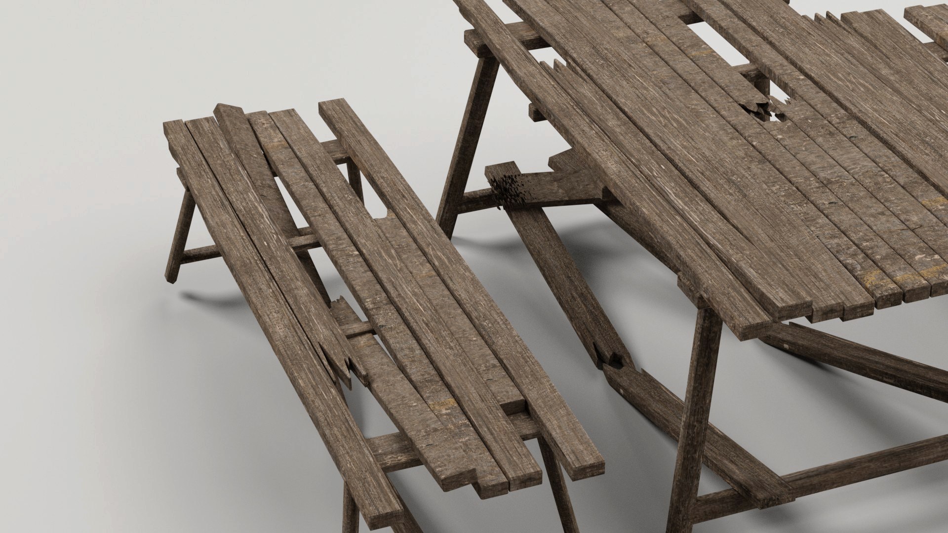 Broken Wooden Table 3D Model - TurboSquid 2029621