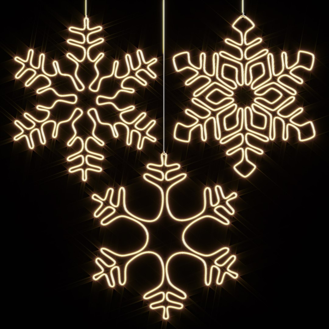 Decorative Neon Hanging Snowflakes 3D Model - TurboSquid 1979372