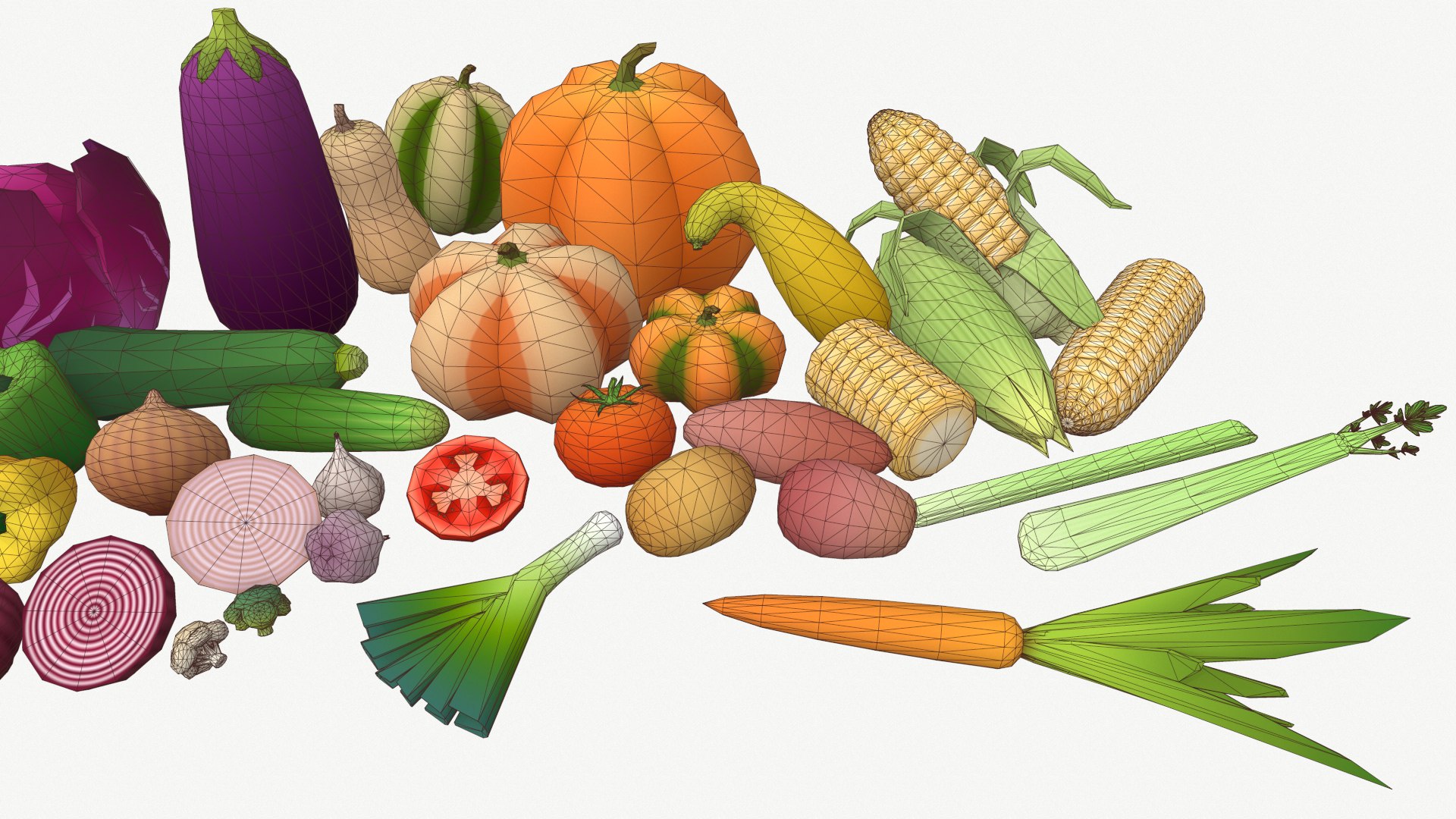 Low Poly Vegetable Set 3D Model - TurboSquid 2133508