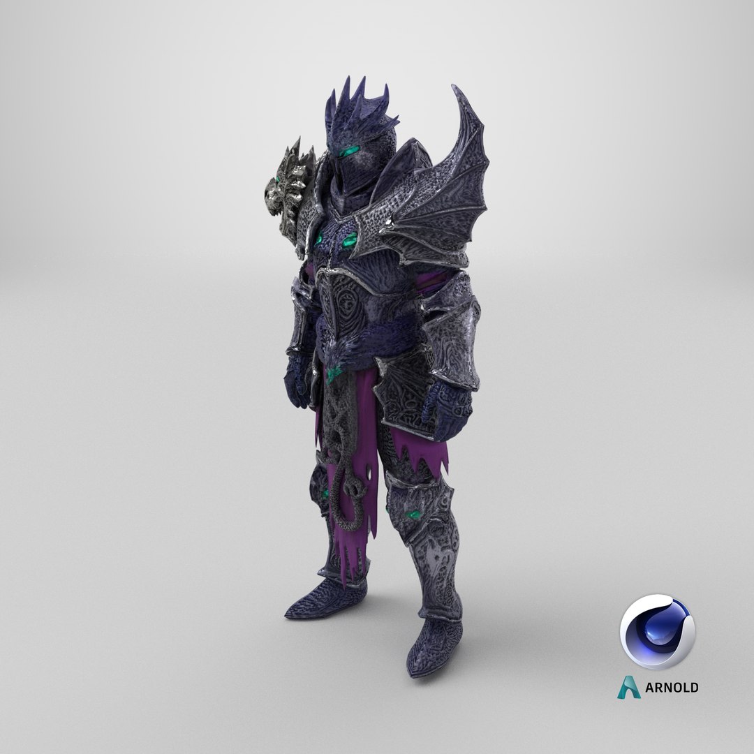 3D Model Epic Dragon Knight Armor - PBR Game-Ready Character Set KM-21 ...
