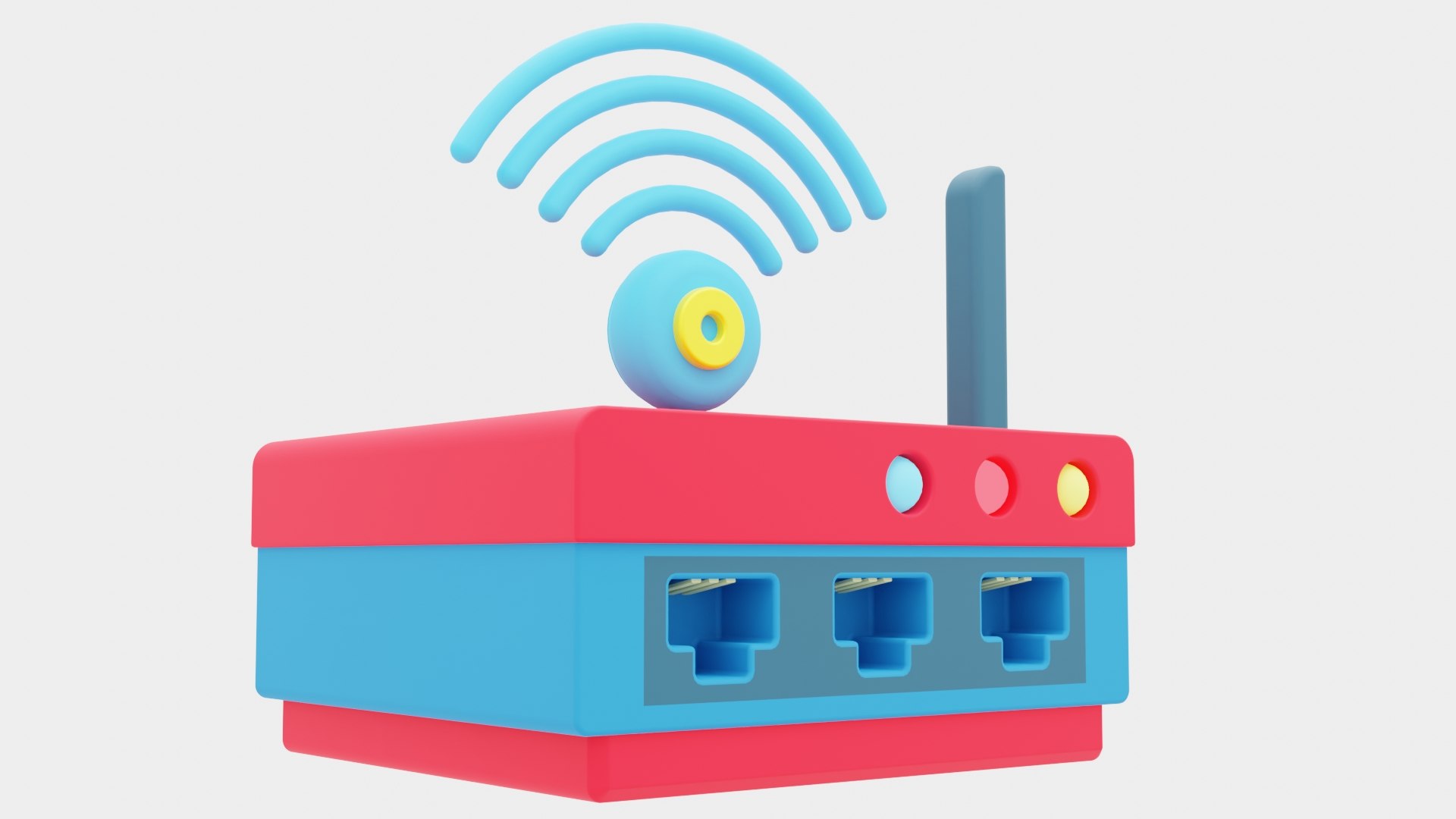 3D Router Device Icon On Computer Network Represented By Router And ...