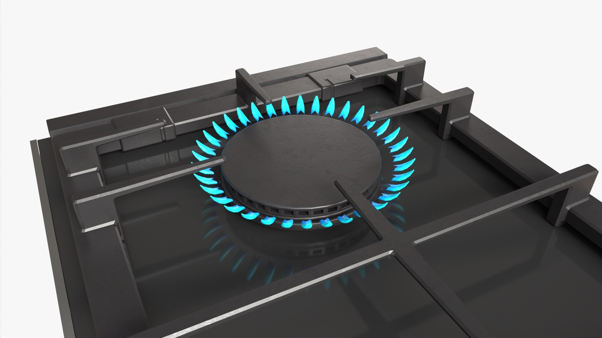 Gas Hob 2 Burners Glass Black 3D model - TurboSquid 2027532