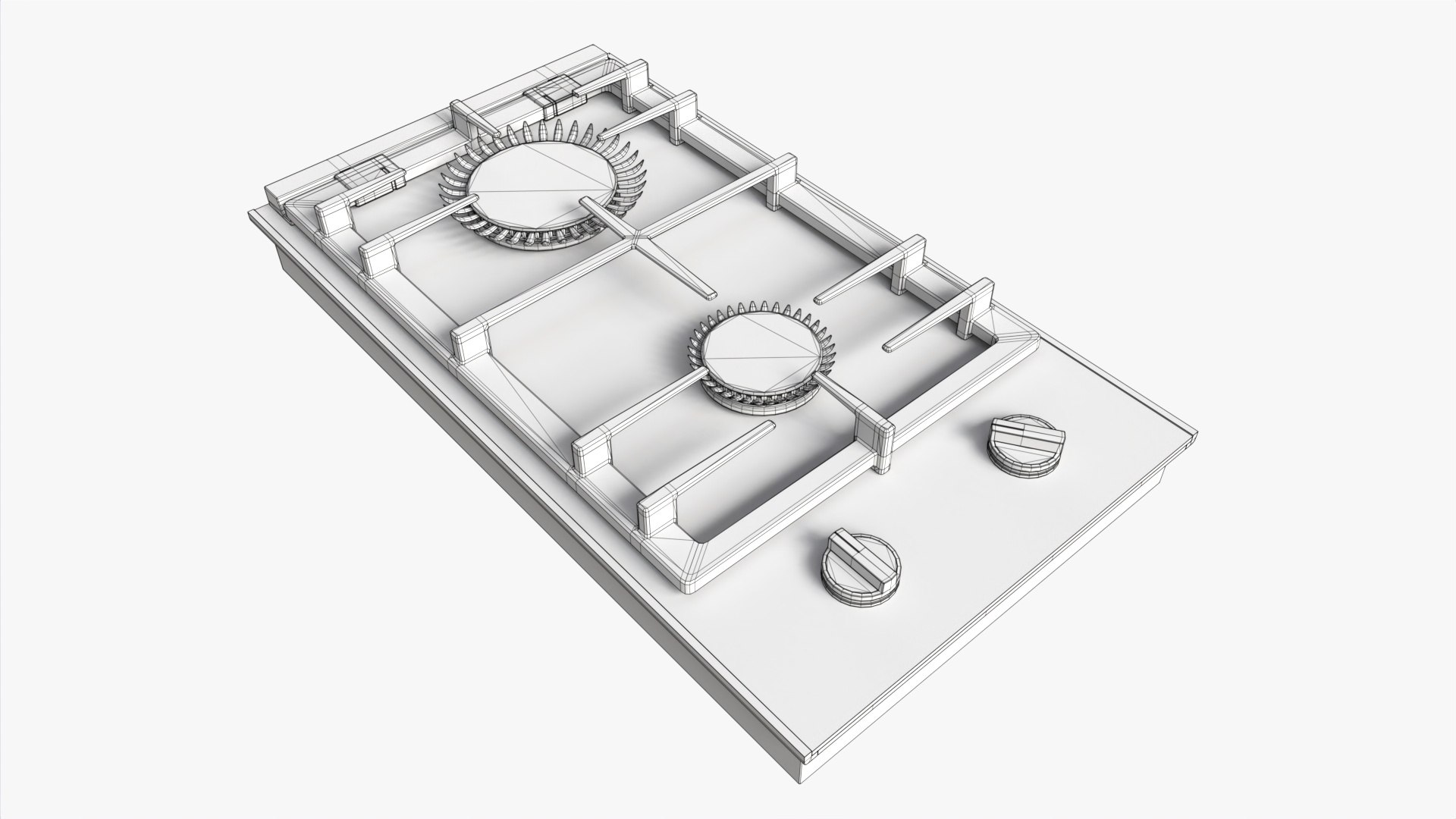 Gas Hob 2 Burners Glass Black 3D model - TurboSquid 2027532