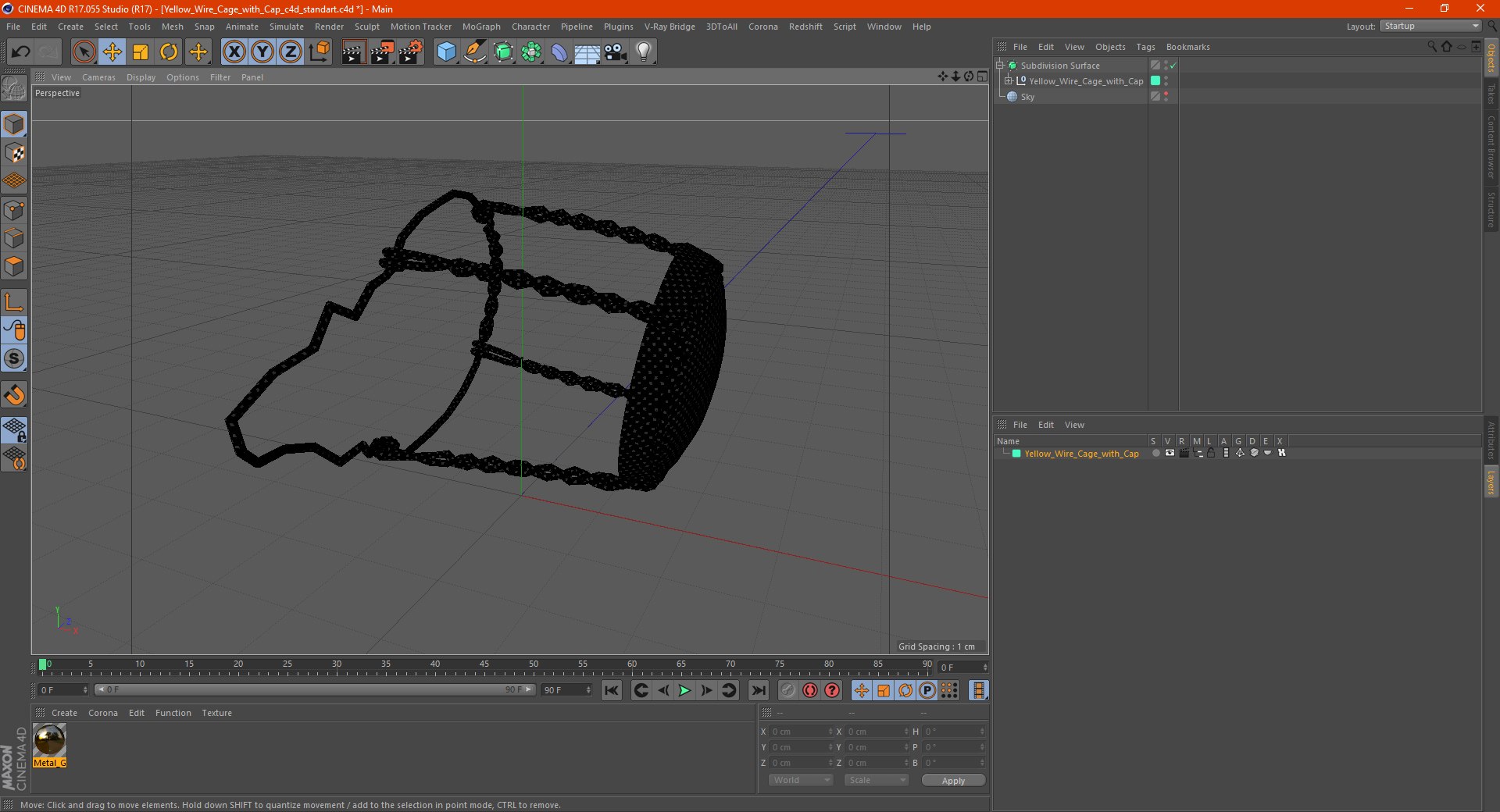 3D Yellow Wire Cage with Cap model - TurboSquid 1853402