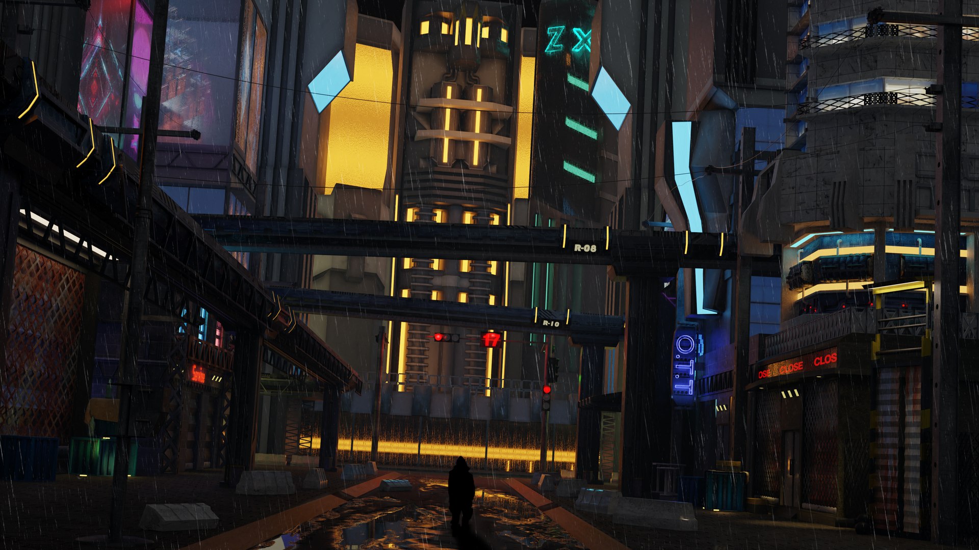 Cyber city street 3D model - TurboSquid 2052242