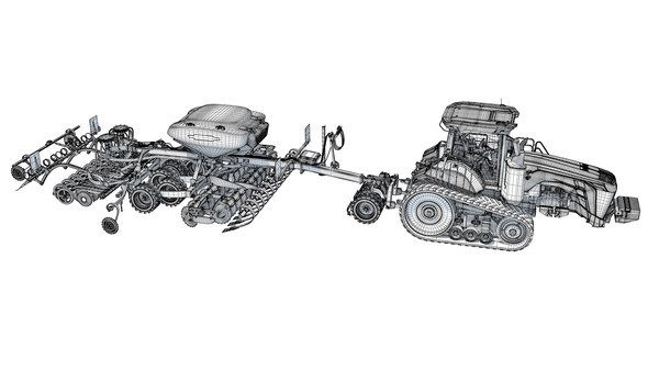 modelo 3d Tractor con sembradora - TurboSquid 1732528