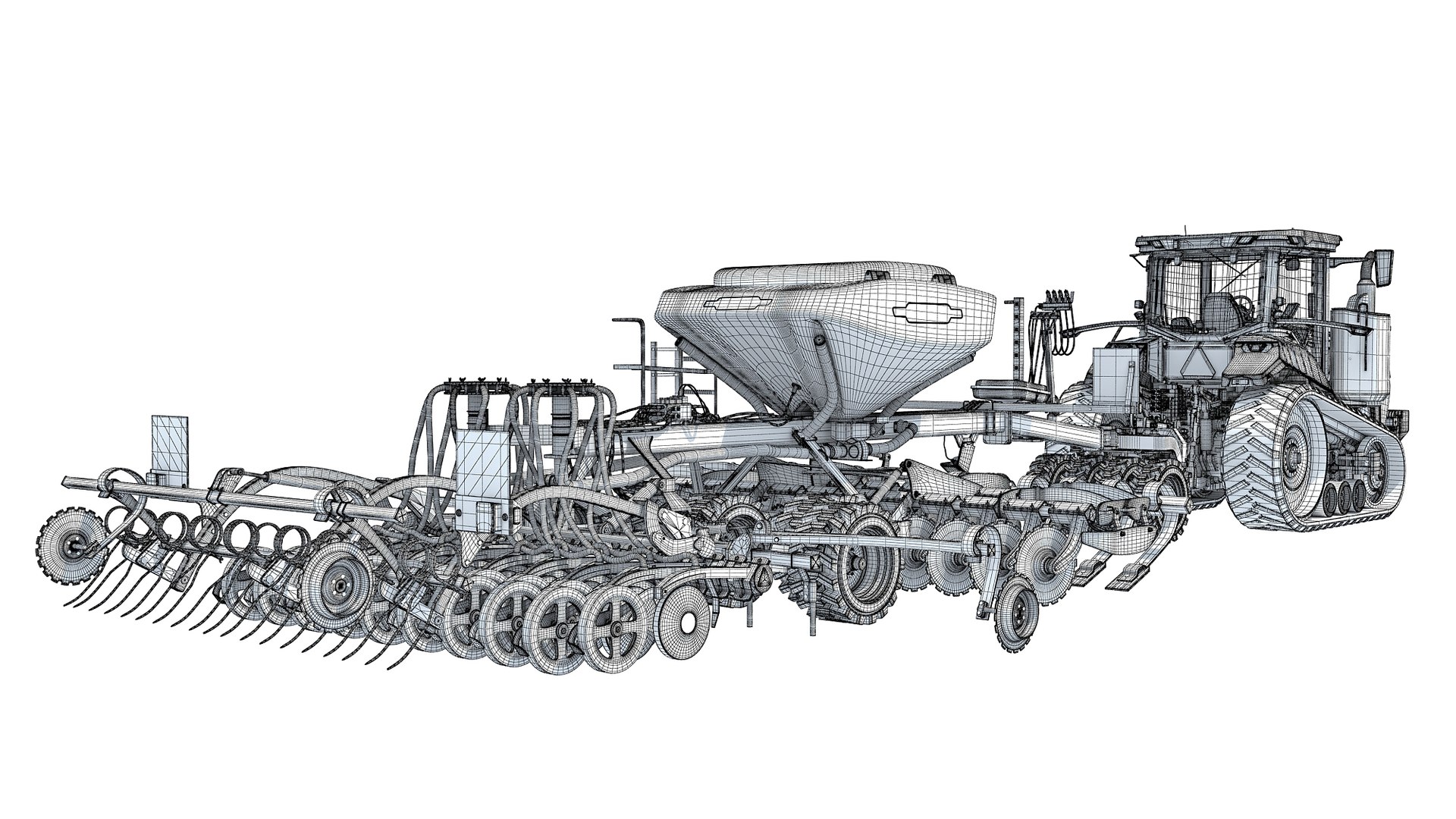 Tractor With Seed Drill 3D Model - TurboSquid 1732528