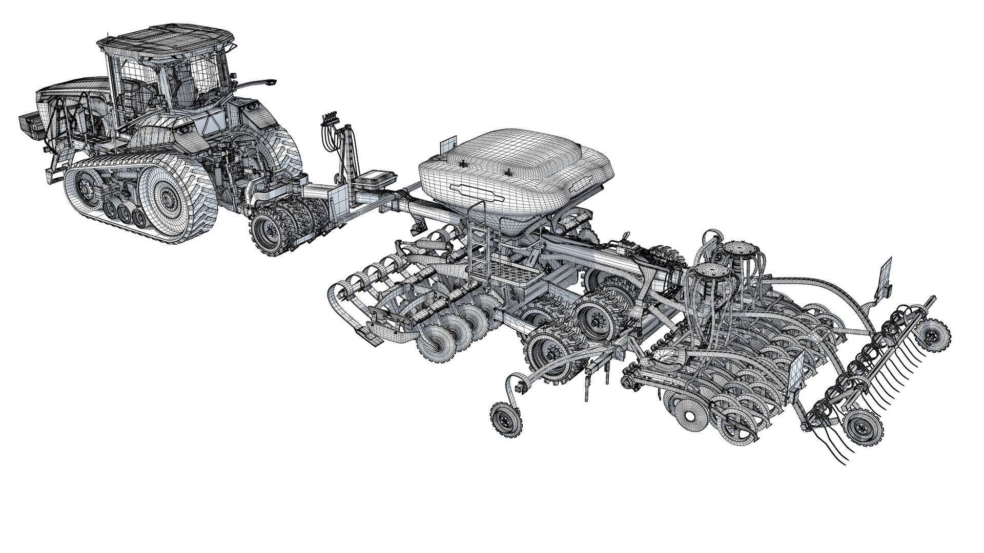Tractor With Seed Drill 3D Model - TurboSquid 1732528