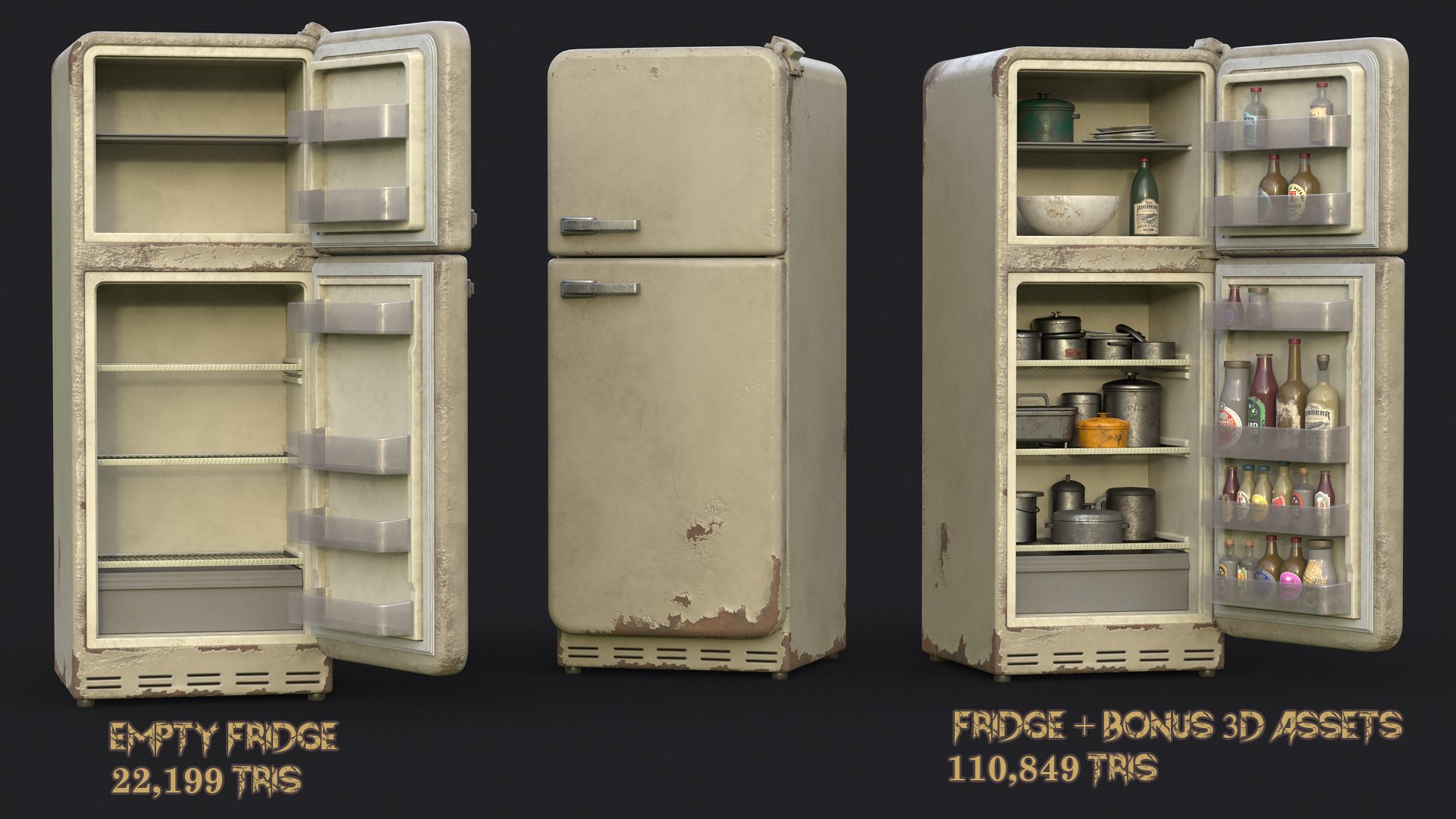 3D Fridge Game Ready PBR Refrigerator And Freezer - TurboSquid 2259714