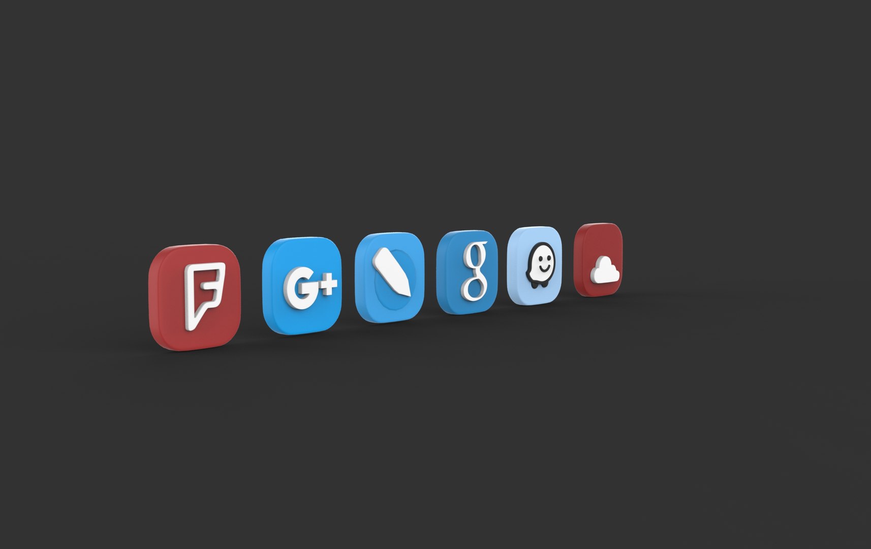 3D Social Media Icons 3D Model - TurboSquid 2360361