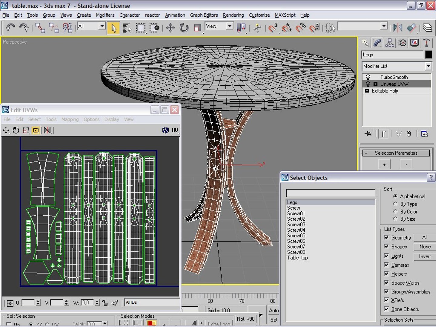 3d Model Table Visualization