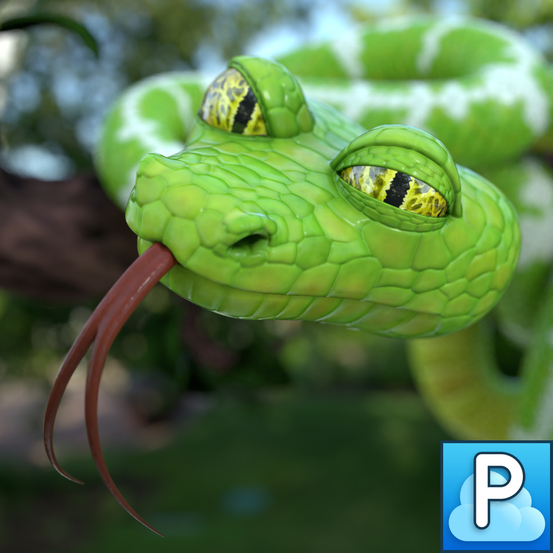 3d model cartoon emerald boa