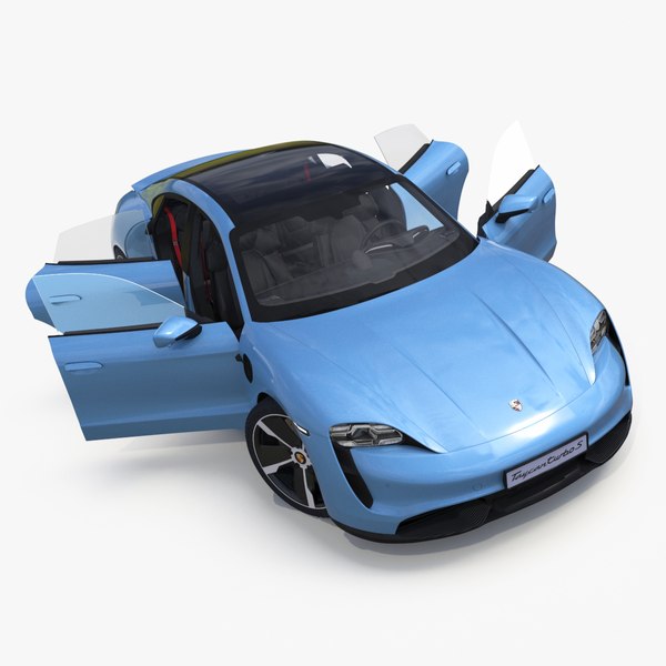 modelo 3d Porsche Taycan Turbo Frozen Blue Rigged - TurboSquid 2300498