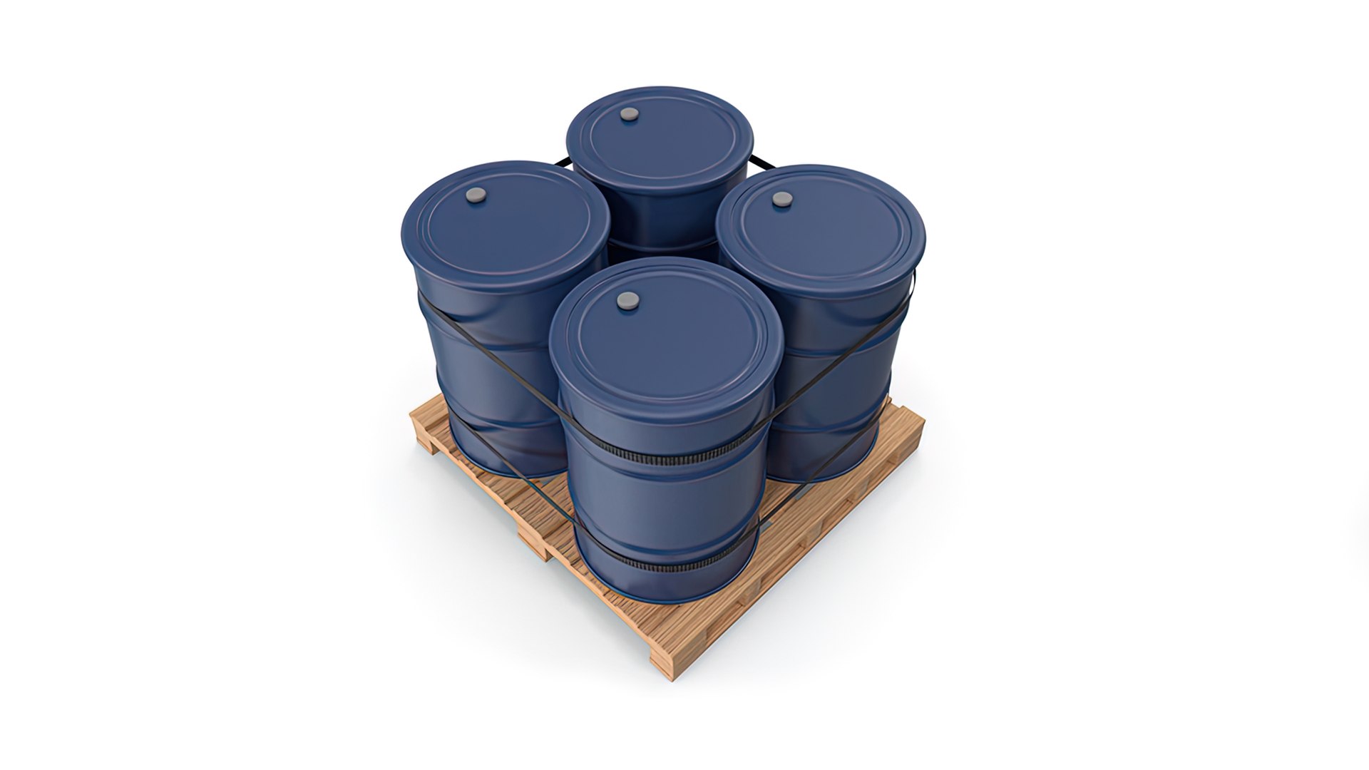 3D Oil Drums In Wooden Pallet Model - TurboSquid 2188662
