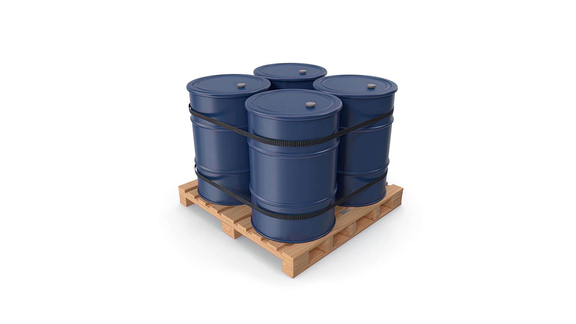 3D Oil Drums In Wooden Pallet Model - TurboSquid 2188662