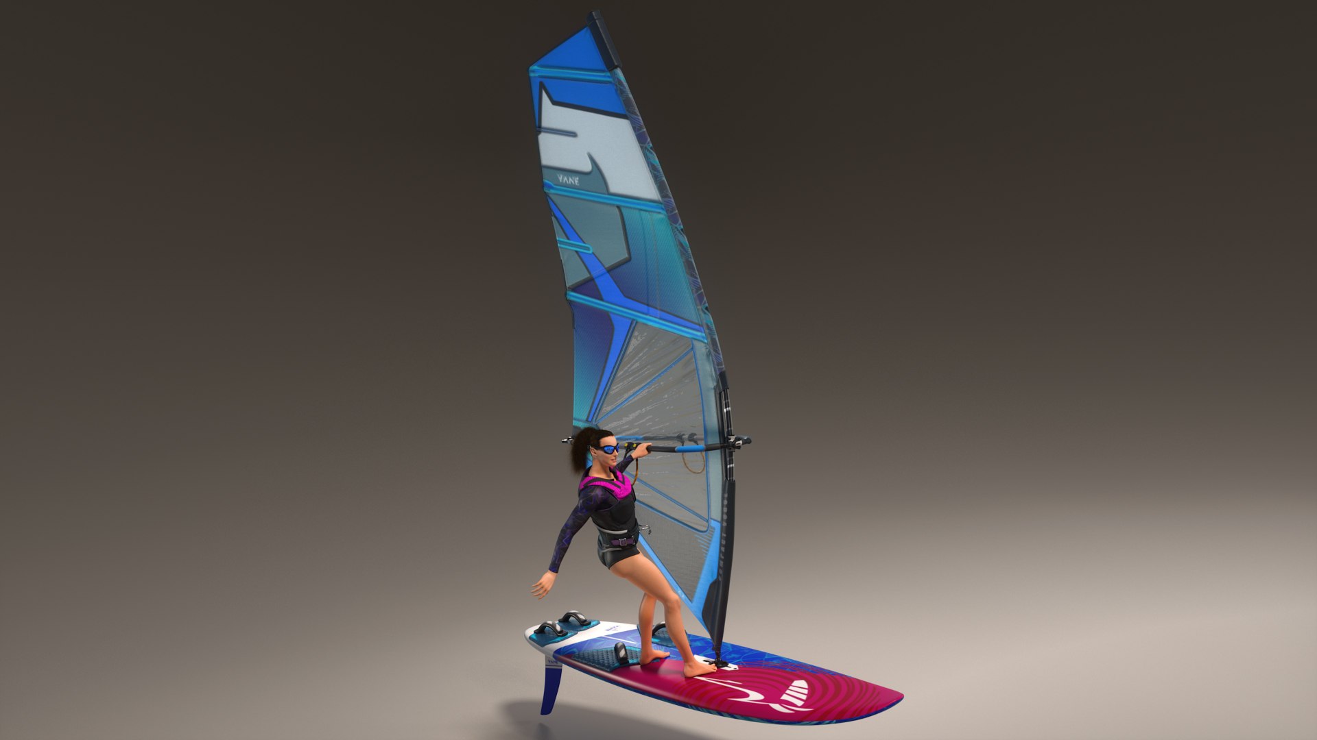 Female Windsurf Animated HQ model - TurboSquid 2085587