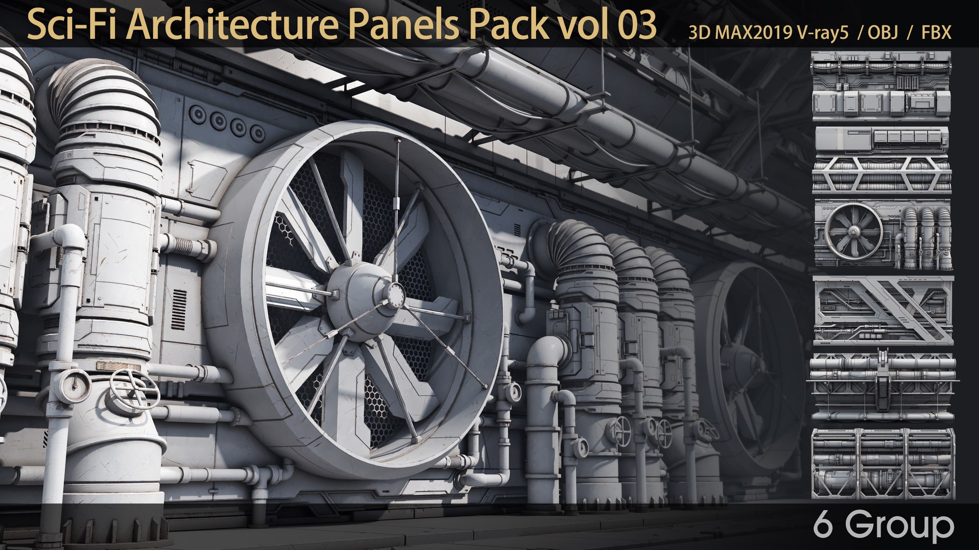 Sci-Fi Architecture Panels Pack vol 03 3D - TurboSquid 1960946
