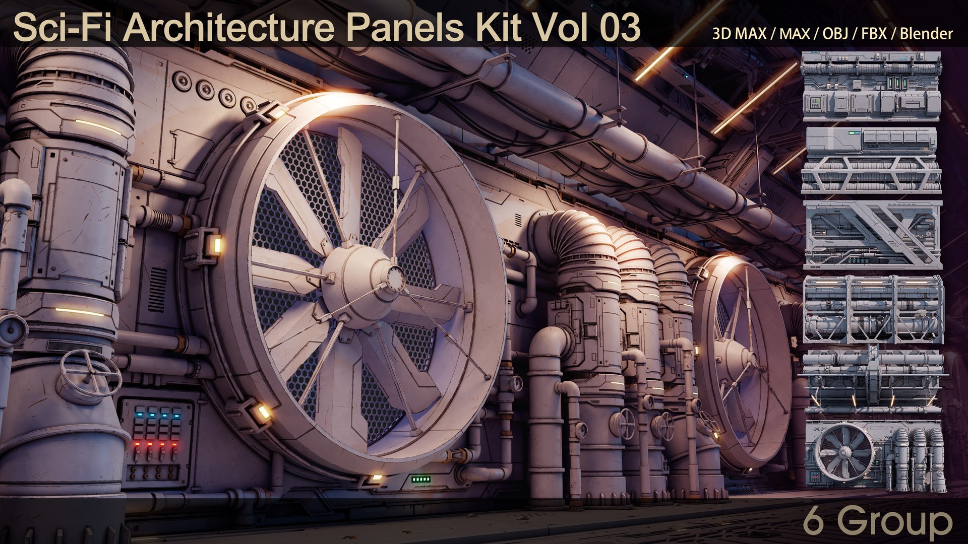 Sci-Fi Architecture Panels Pack Vol 03 3D - TurboSquid 1960946