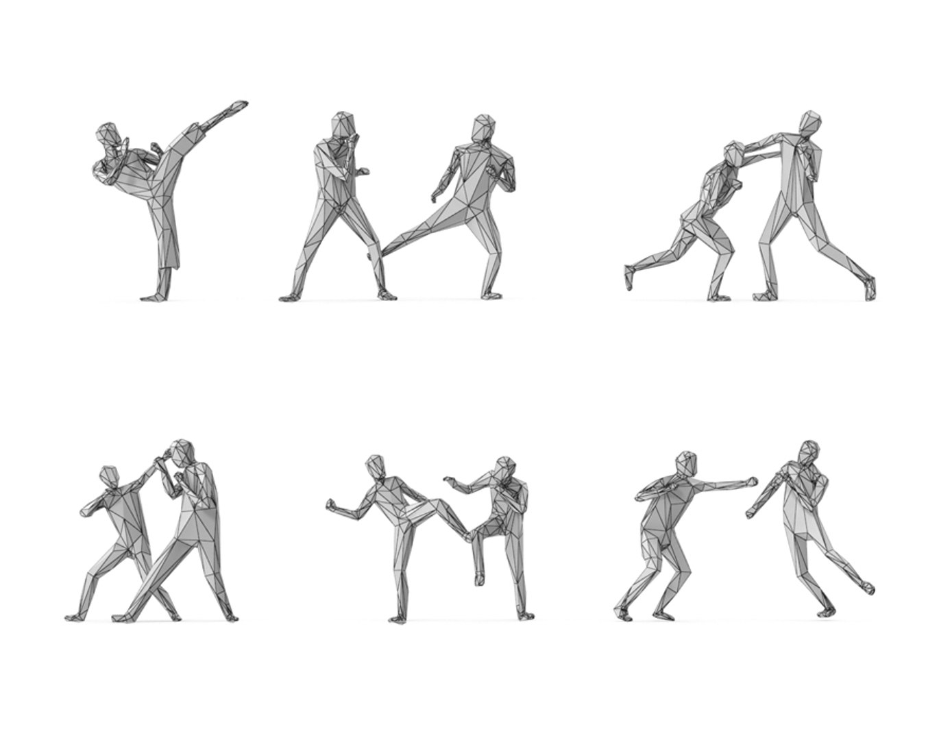 People Fighting Pose 3D Model - TurboSquid 1331636