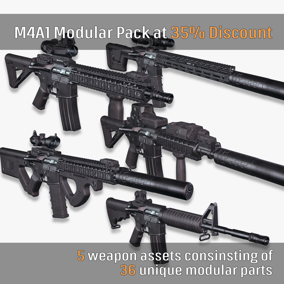 M4A1 커스텀 모듈러 번들 01 3D 모델 - TurboSquid 1874569