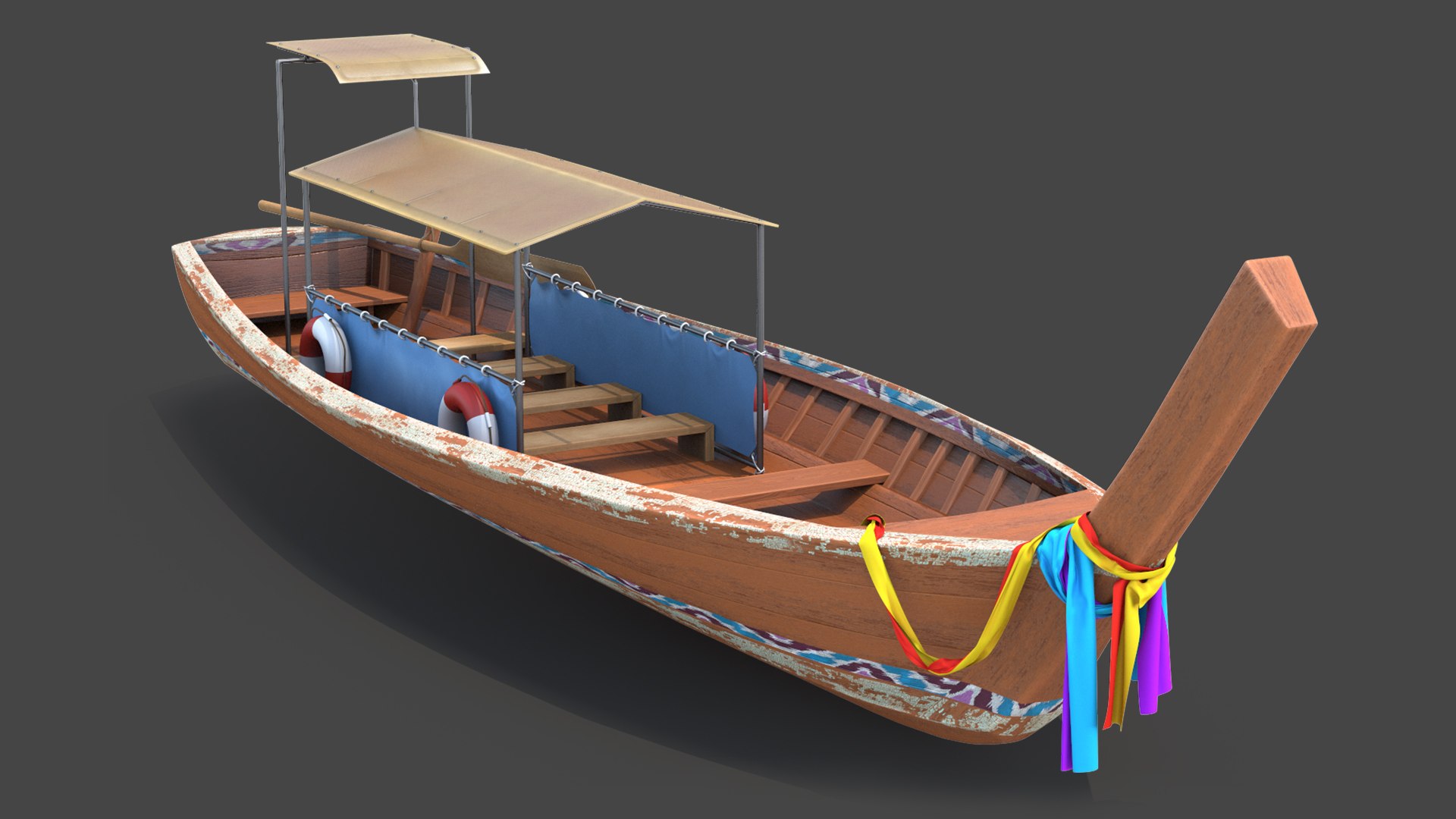 3D Traditional Thai Longtail Boat model - TurboSquid 2062500