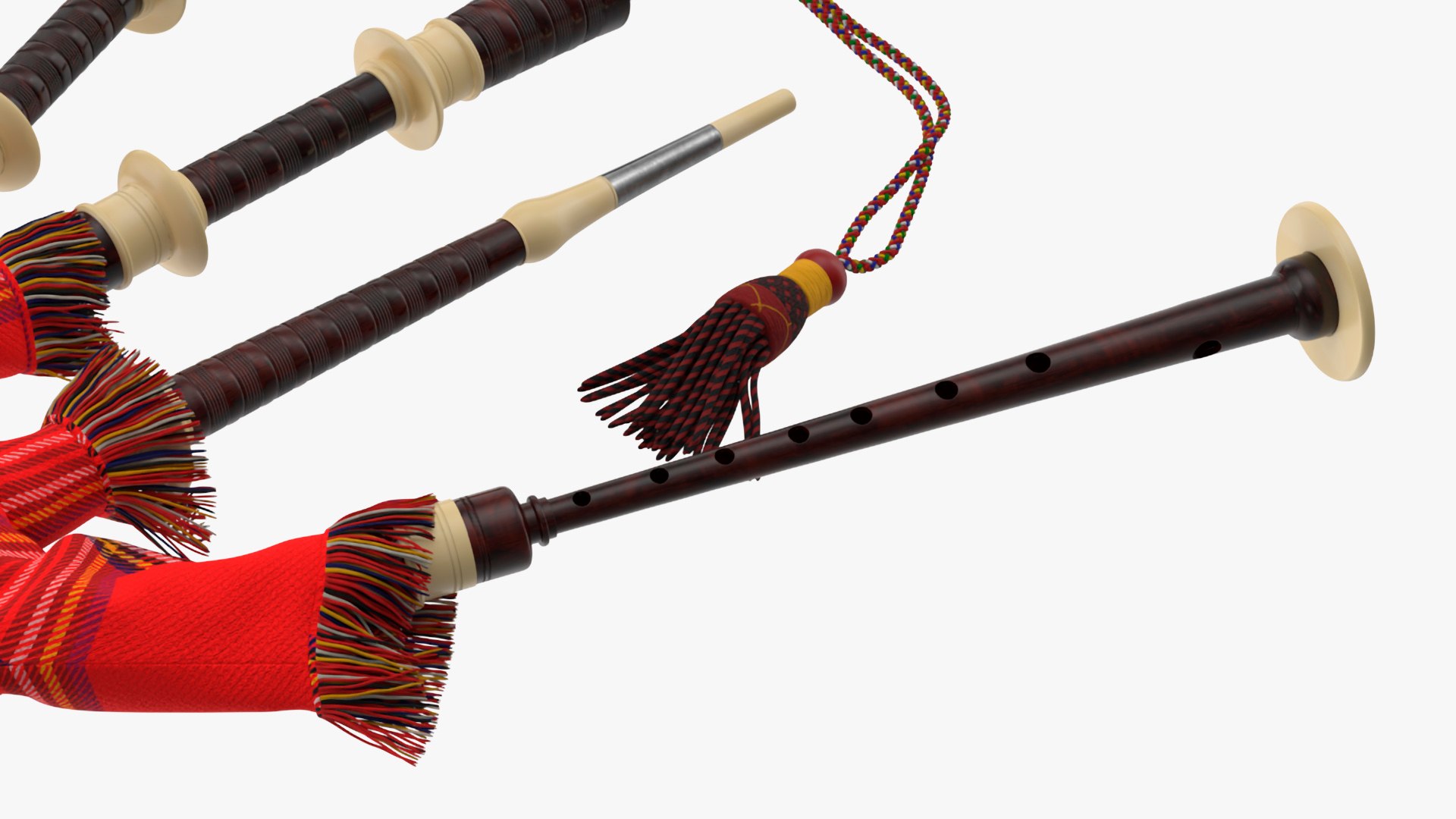 3D Model Scottish Bagpipes Instrument Red - TurboSquid 2230731