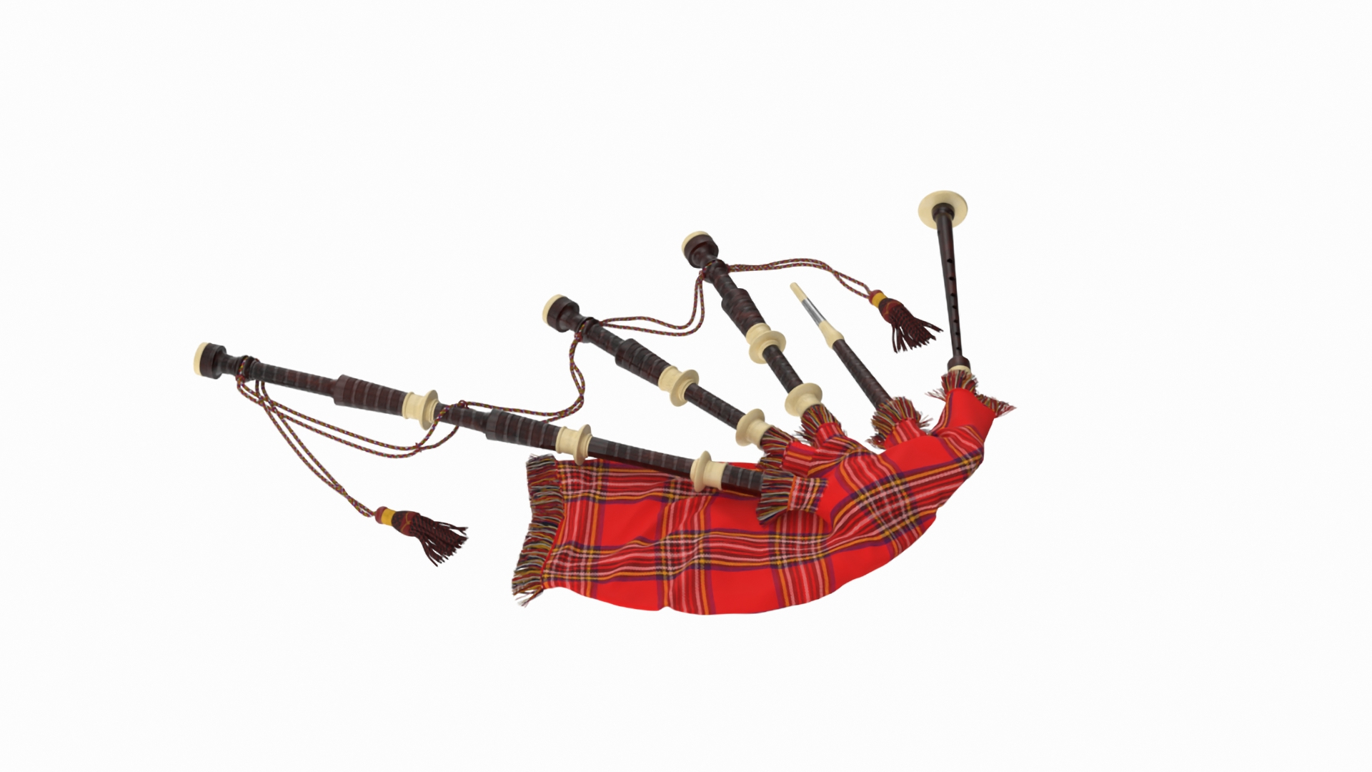 3D Model Scottish Bagpipes Instrument Red - TurboSquid 2230731