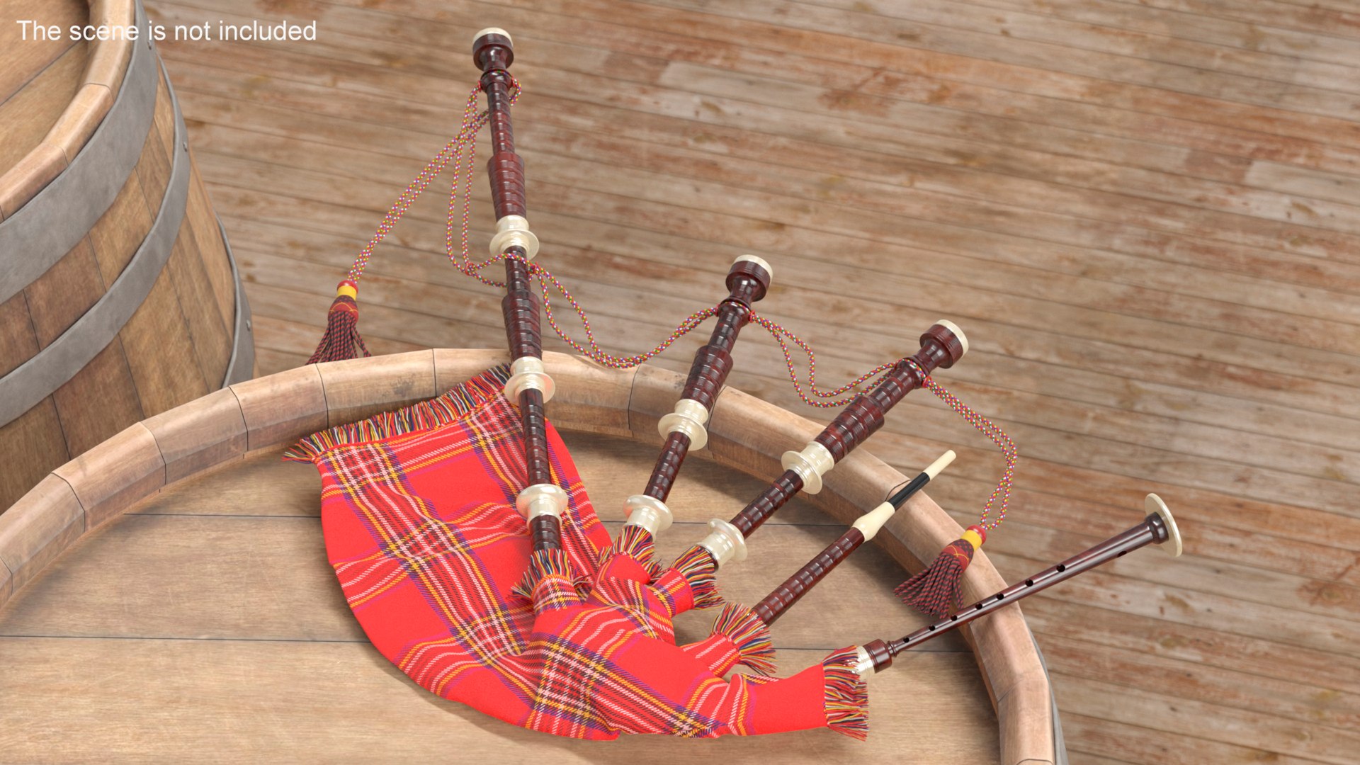 3D Model Scottish Bagpipes Instrument Red - TurboSquid 2230731