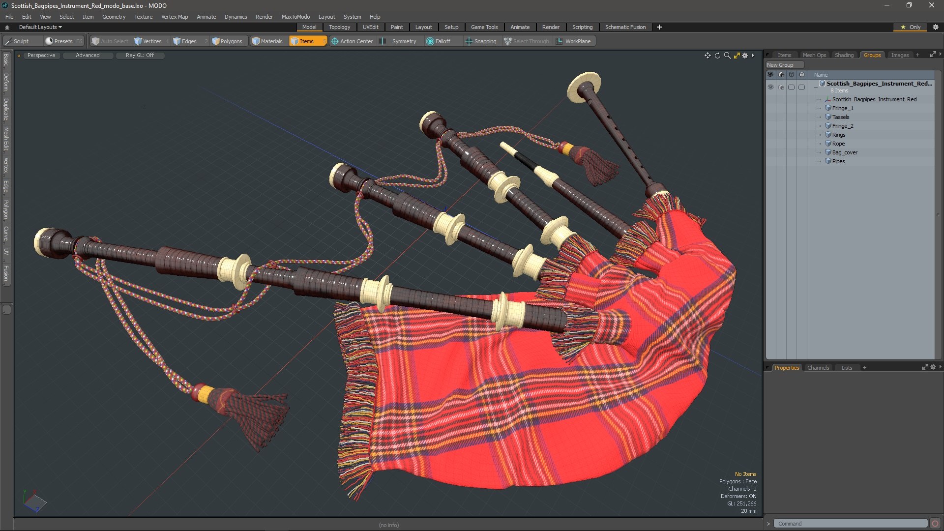 3D Model Scottish Bagpipes Instrument Red - TurboSquid 2230731