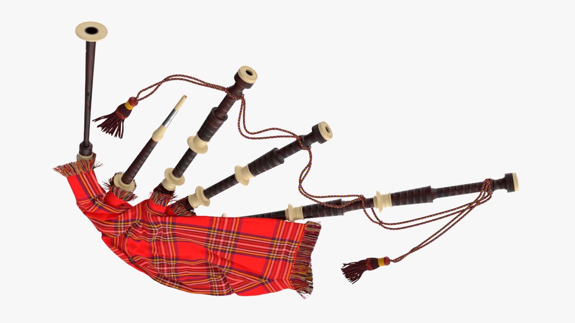 3D Model Scottish Bagpipes Instrument Red - TurboSquid 2230731