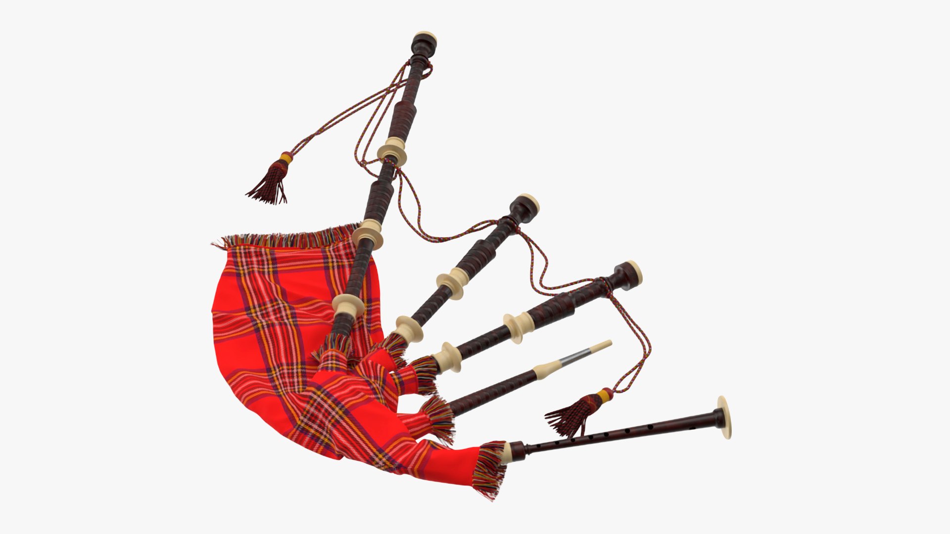 3D Model Scottish Bagpipes Instrument Red - TurboSquid 2230731