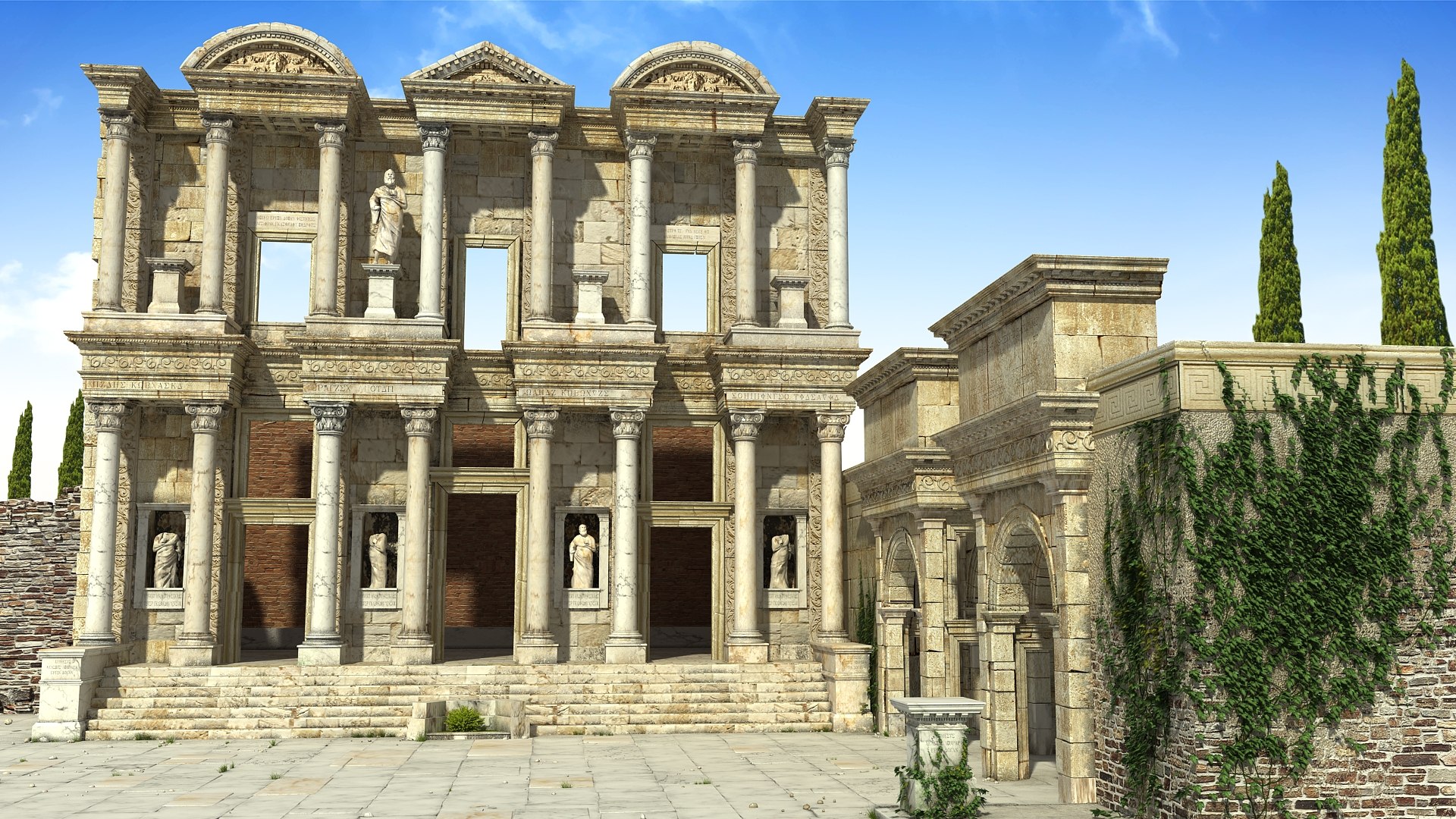 3D Ephesus - Library Of Celsus Model - TurboSquid 2036855