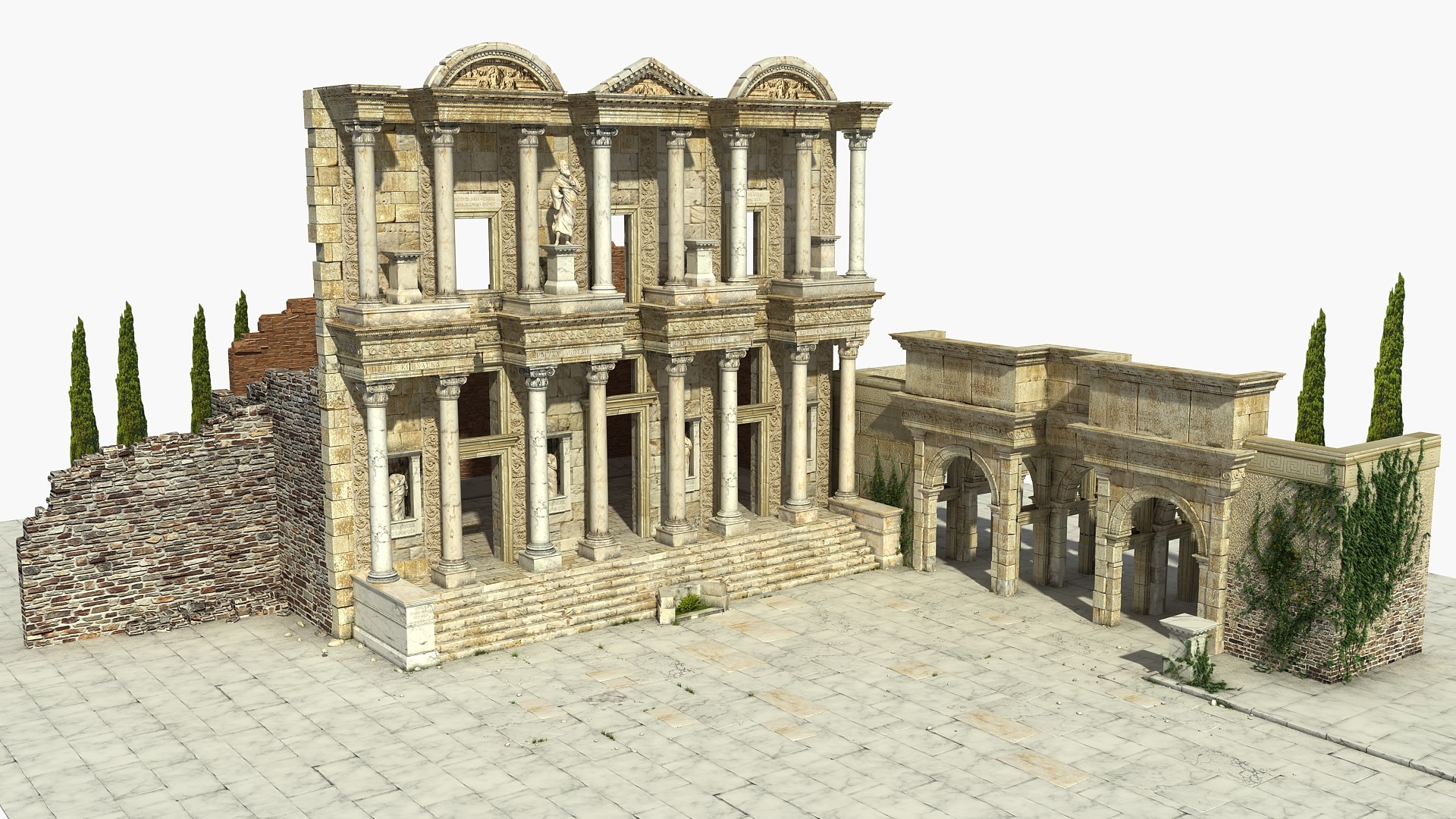 3D Ephesus - Library Of Celsus Model - TurboSquid 2036855