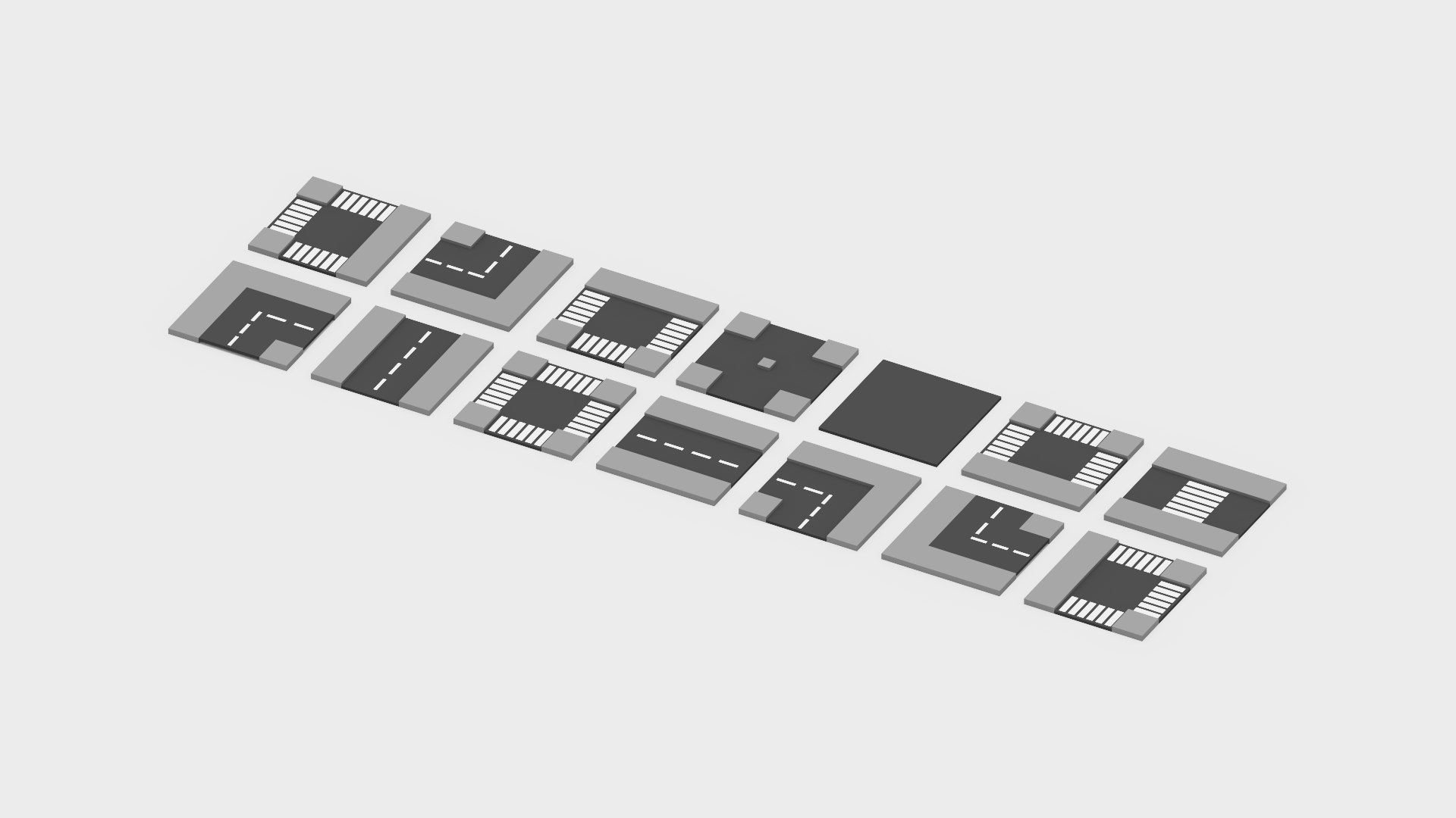 Voxel Road Sections 3D Model - TurboSquid 1871603