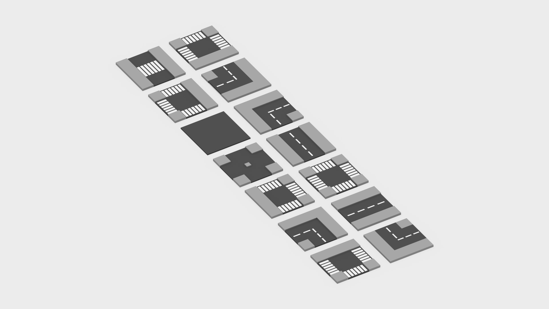 Voxel Road Sections 3D Model - TurboSquid 1871603