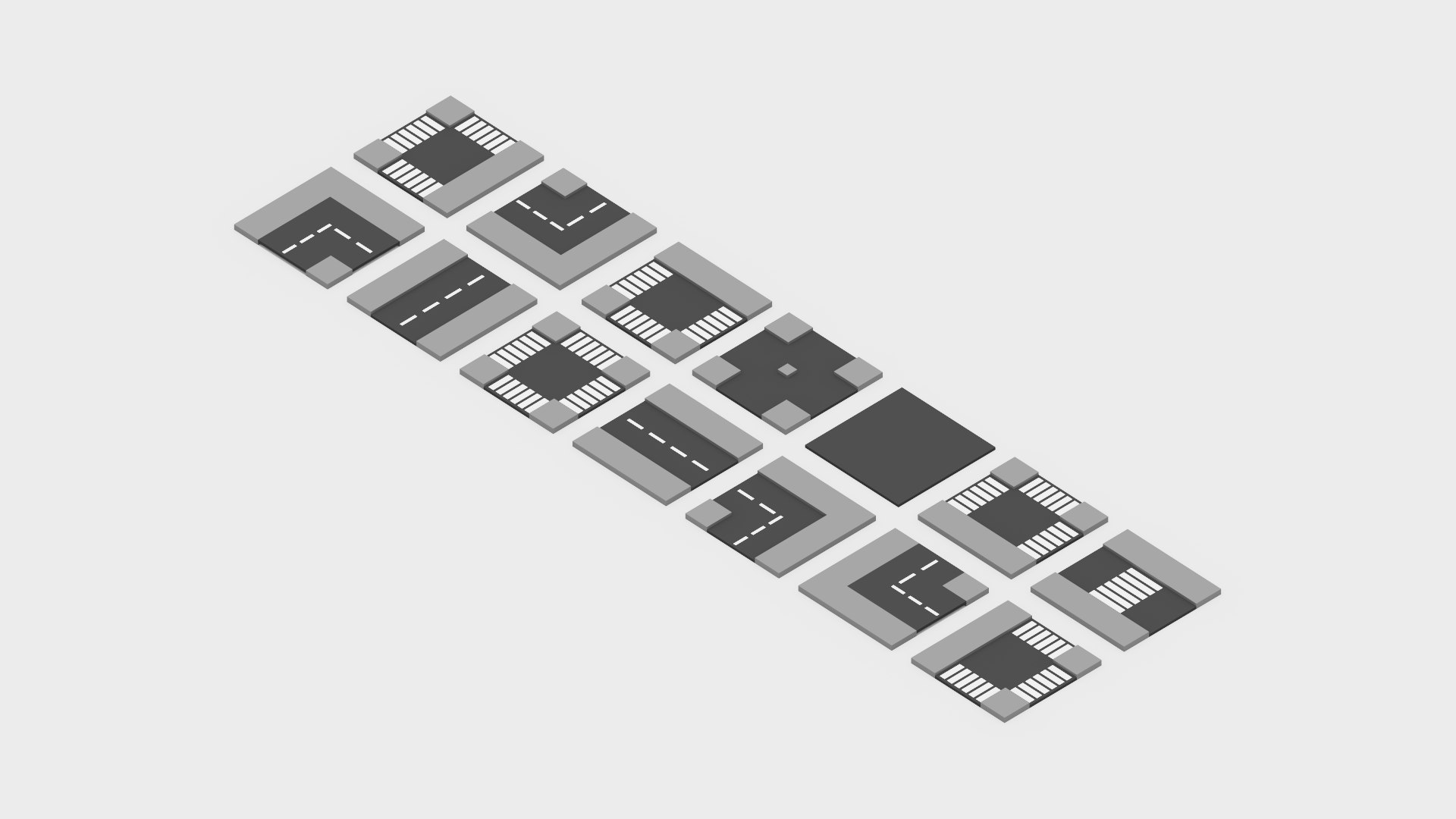 Voxel Road Sections 3D Model - TurboSquid 1871603