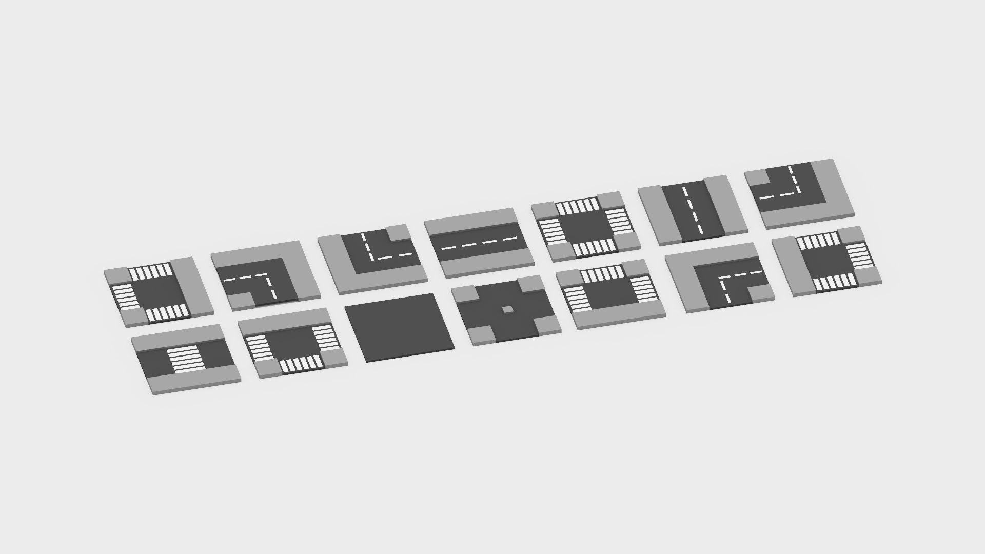 Voxel Road Sections 3D Model - TurboSquid 1871603