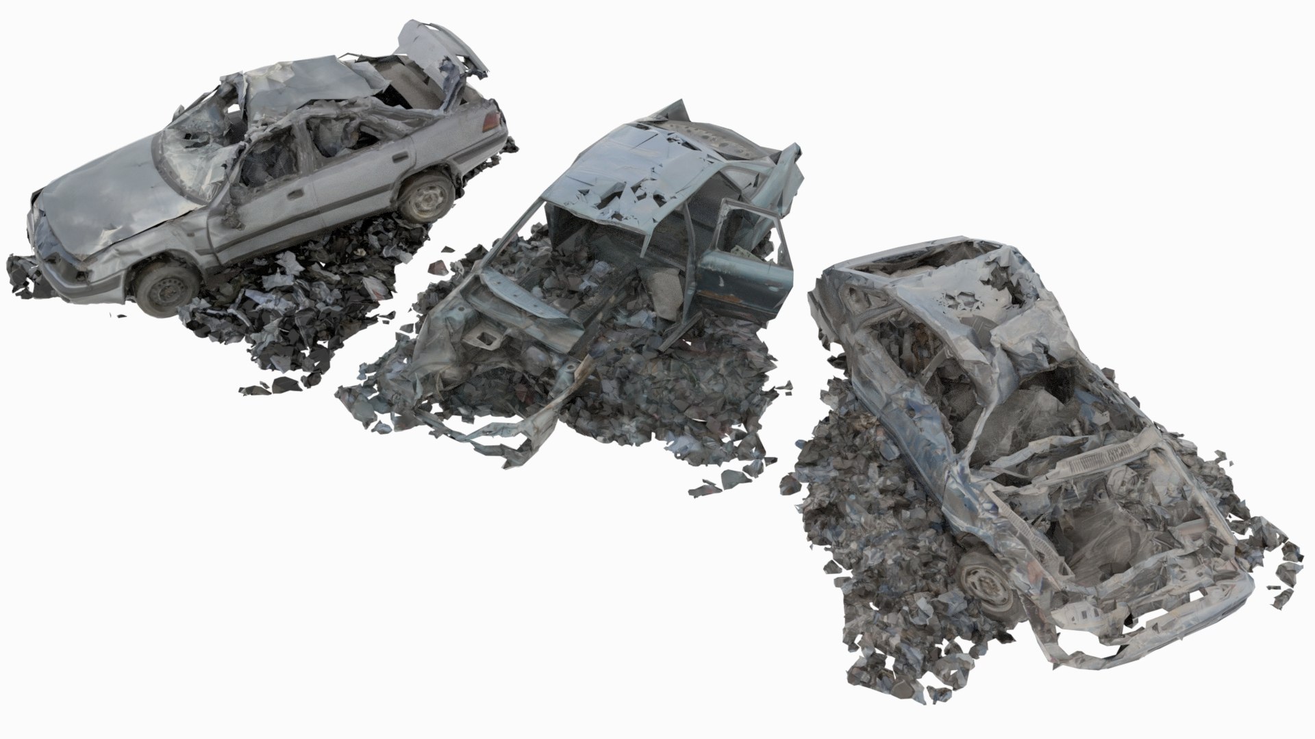 3D Model Abandoned Cars Destroyed Vehicles Pack A3 - TurboSquid 1834416