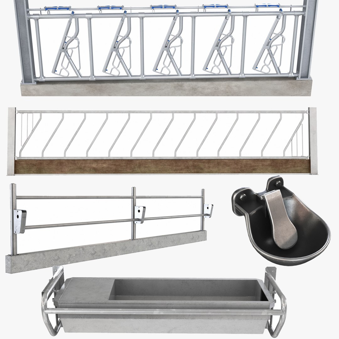 奶牛饲喂屏障和饮水碗系列3D模型 - TurboSquid 2278798