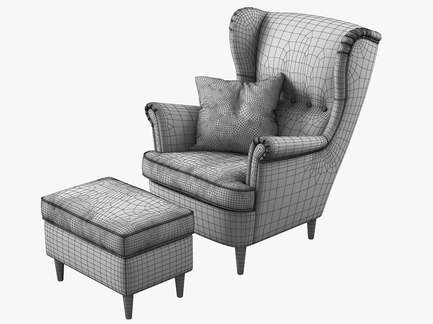3d model ikea strandmon wing chair ottoman