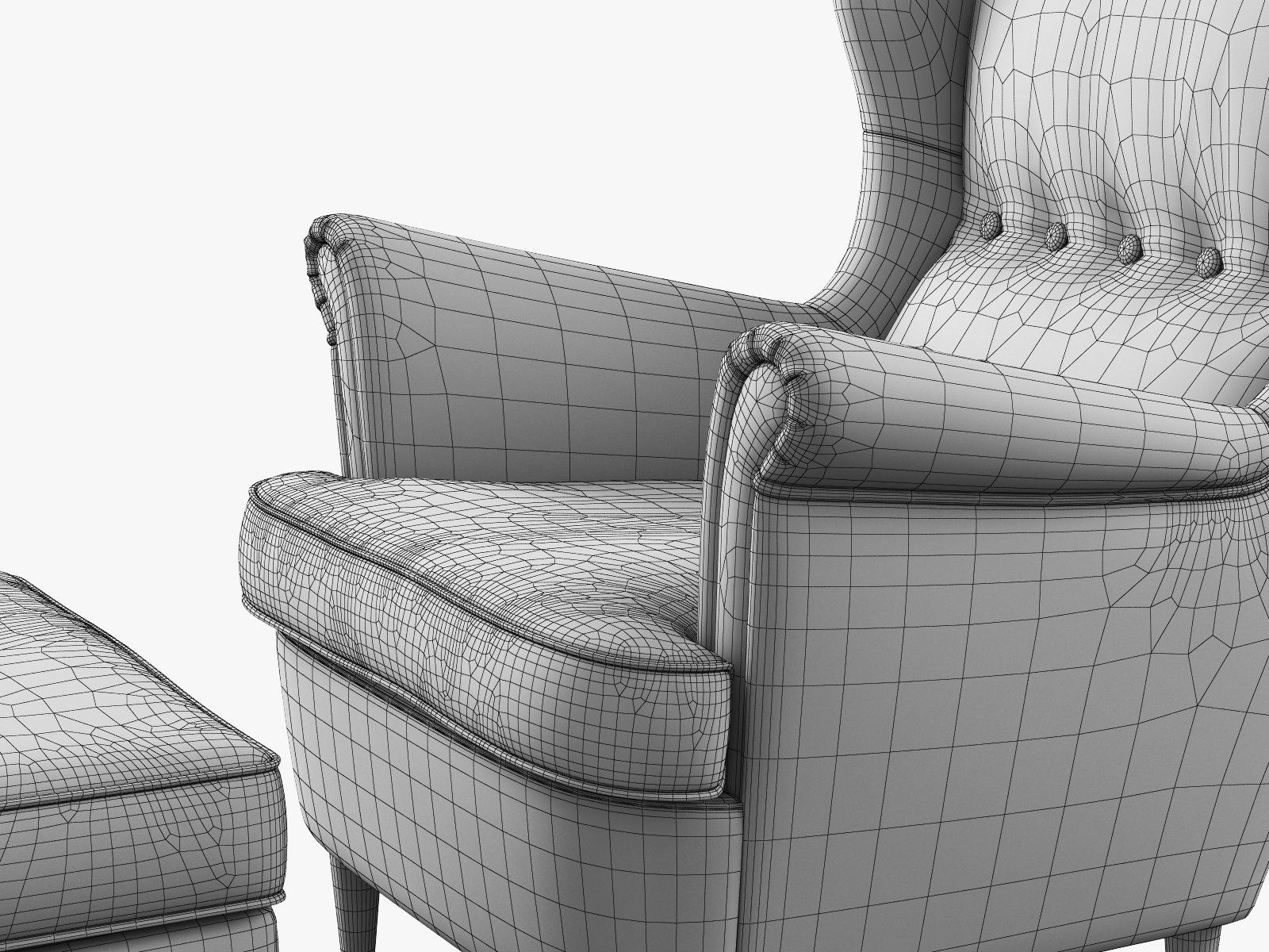 3d model ikea strandmon wing chair ottoman