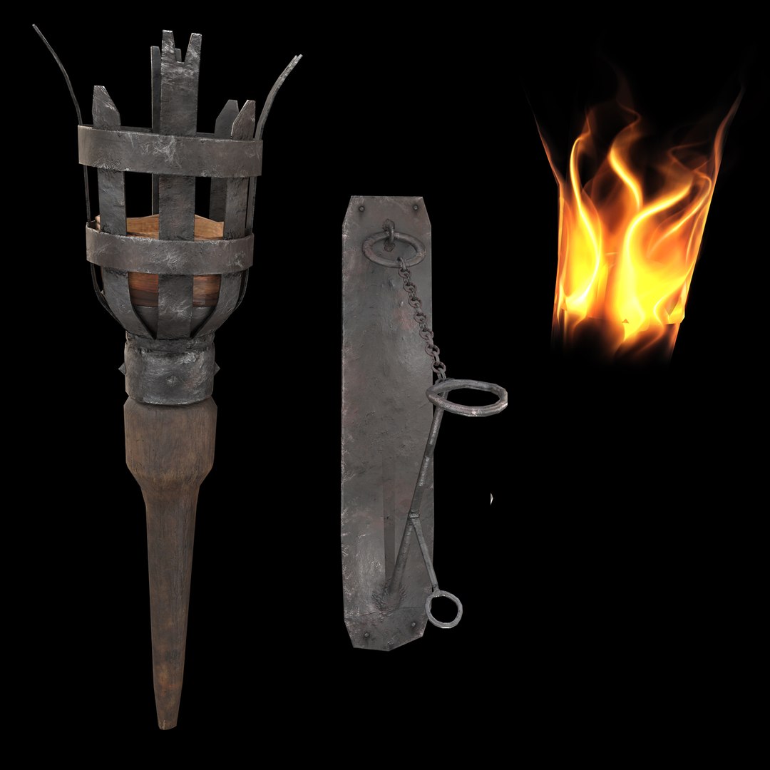 3D Medieval Wall Torch Model - TurboSquid 1729346