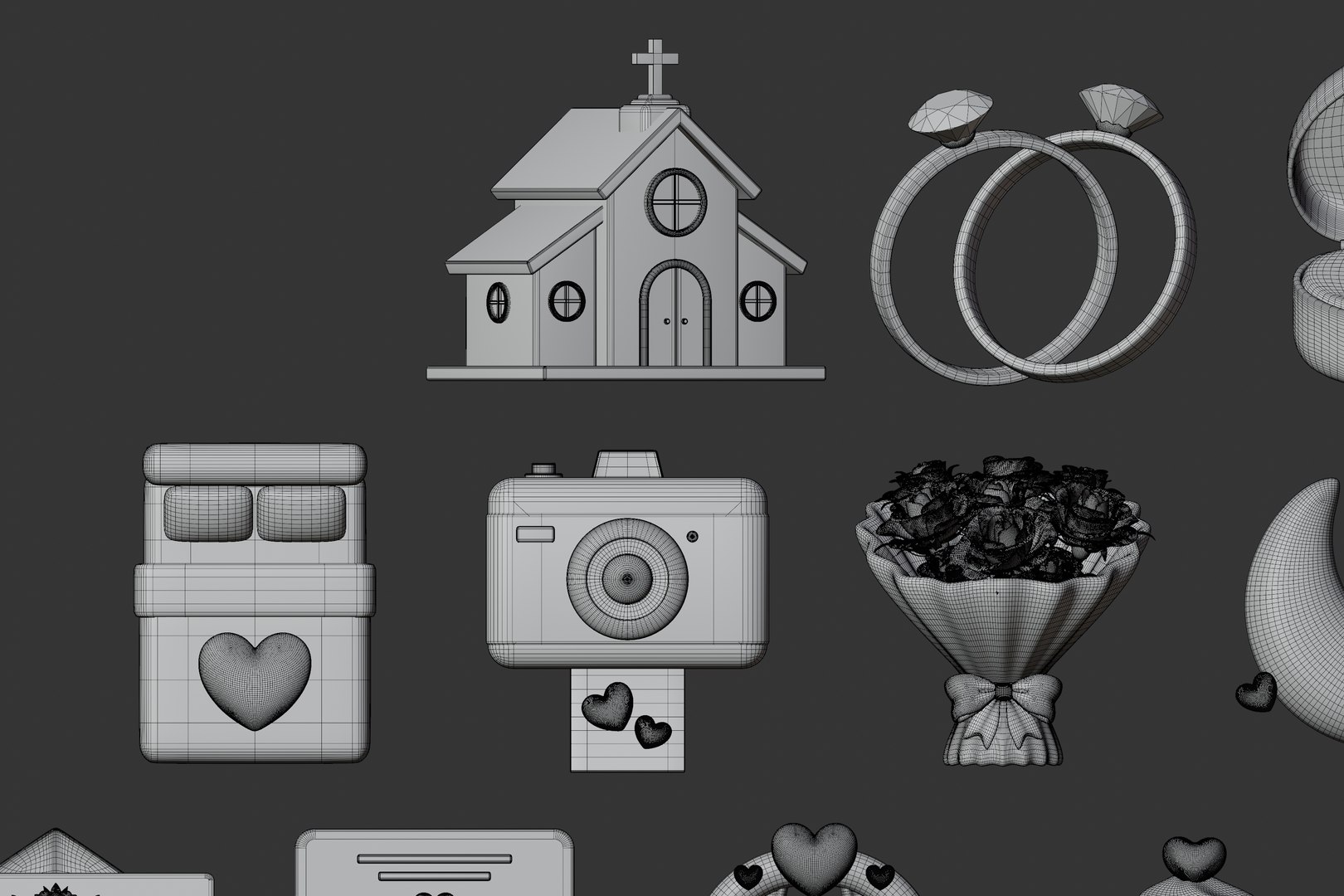 Wedding 3d Icon Pack 3d Model Turbosquid 2219875 