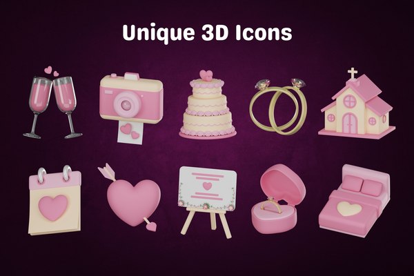 웨딩 3d 아이콘 팩 3d 모델 Turbosquid 2219875 